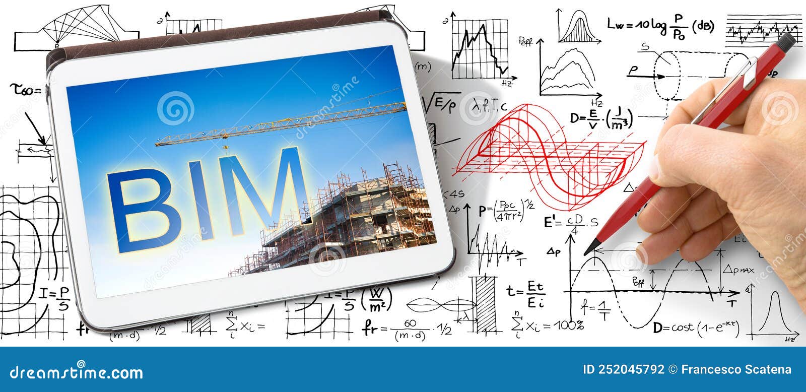 Engineer Writing Formulas about Noise Reduction in Buildings Structures ...