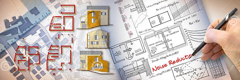 Engineer Writing Formulas about Noise Reduction in Buildings Structures ...