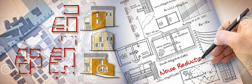 Engineer Writing Formulas about Noise Reduction in Buildings Structures ...