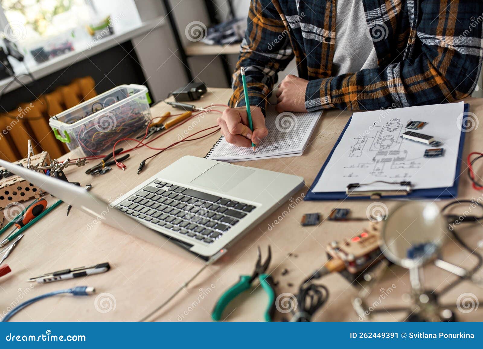 It Engineer Writing Technical Scheme in Notebook Stock Image - Image of ...