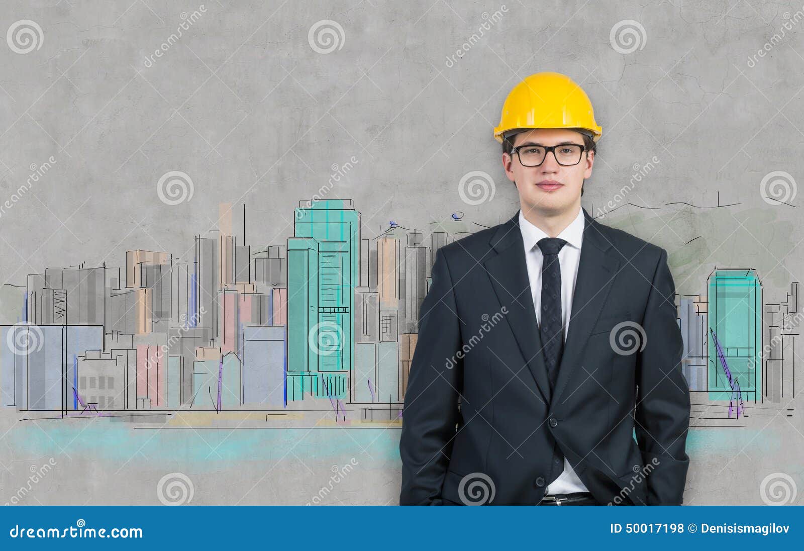 Engineer in yellow helmet stock photo. Image of hardhat - 50017198