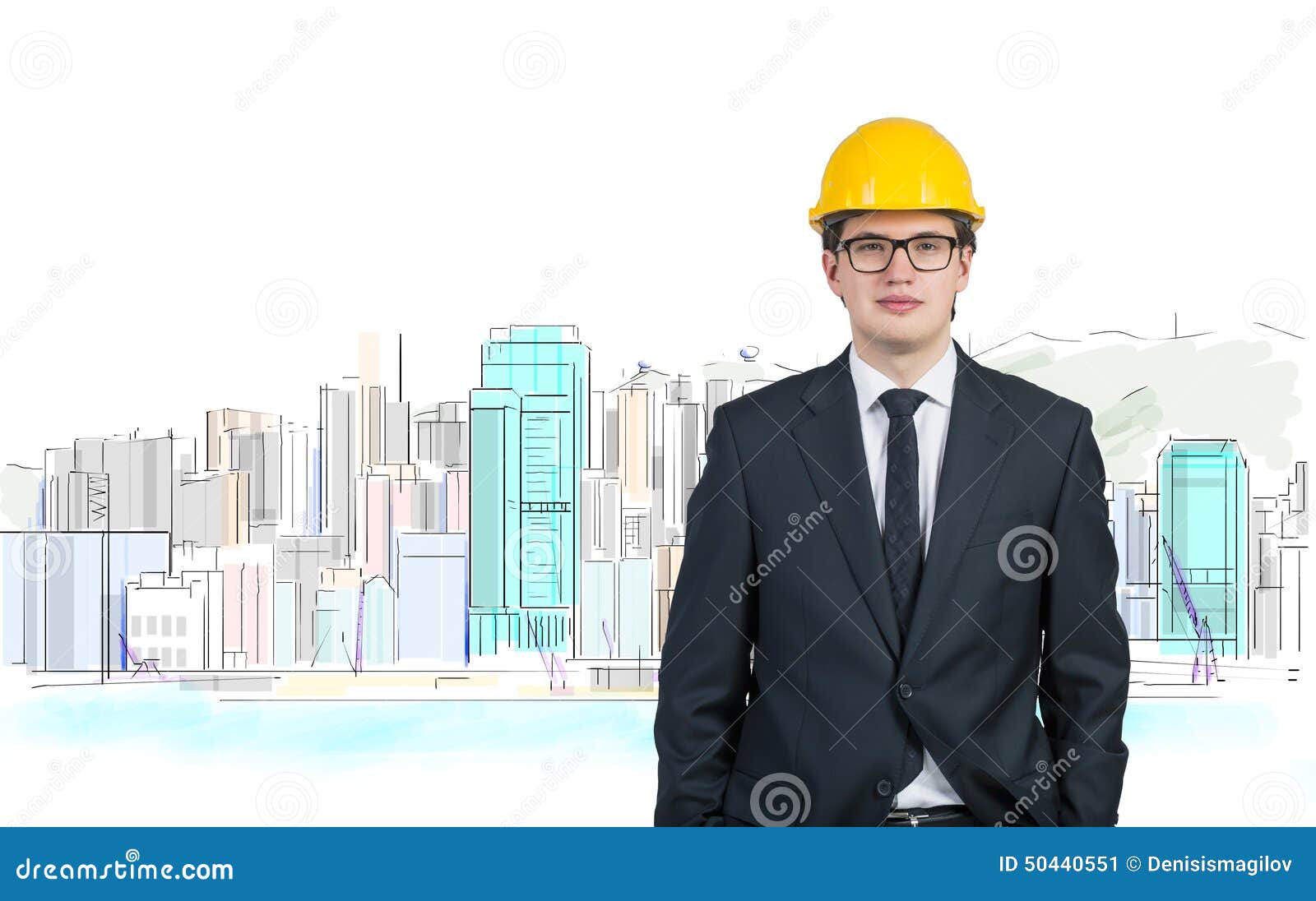 Engineer in yellow helmet stock image. Image of adult - 50440551