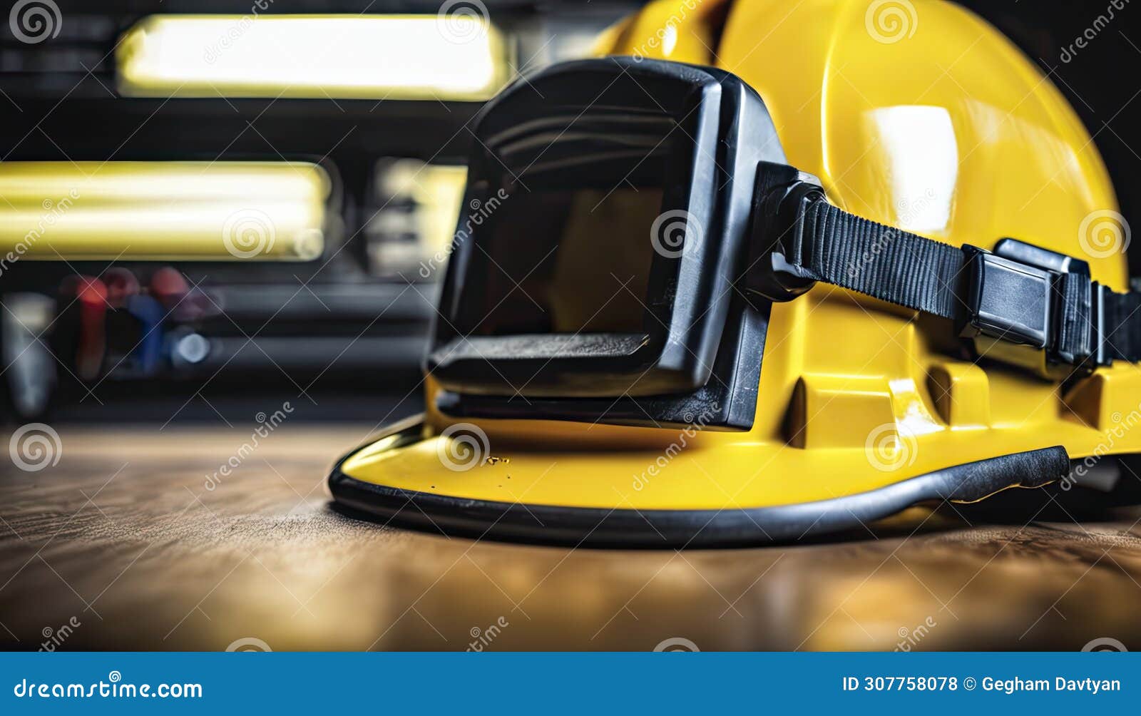 Yellow Helmet on the Table, Construction Equipments on the Table ...