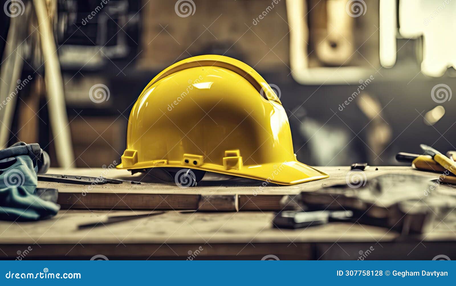 Engineer In Yellow Helmet At Industrial Site With Construction ...
