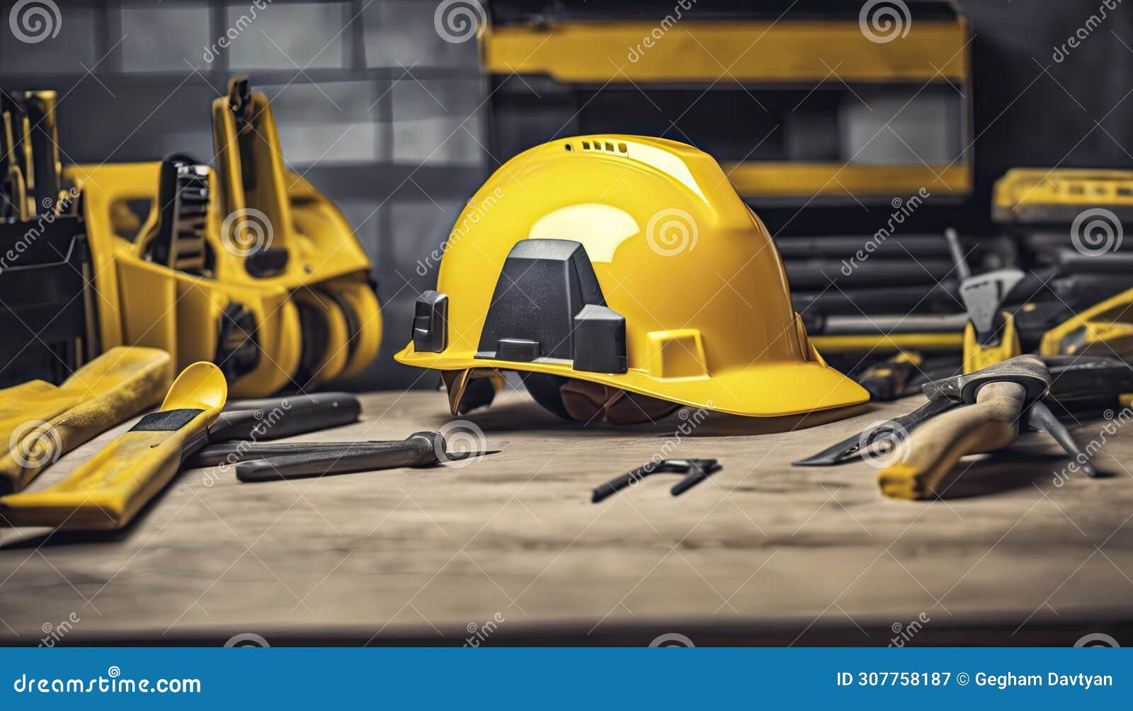 Engineer In Yellow Helmet At Industrial Site With Construction ...