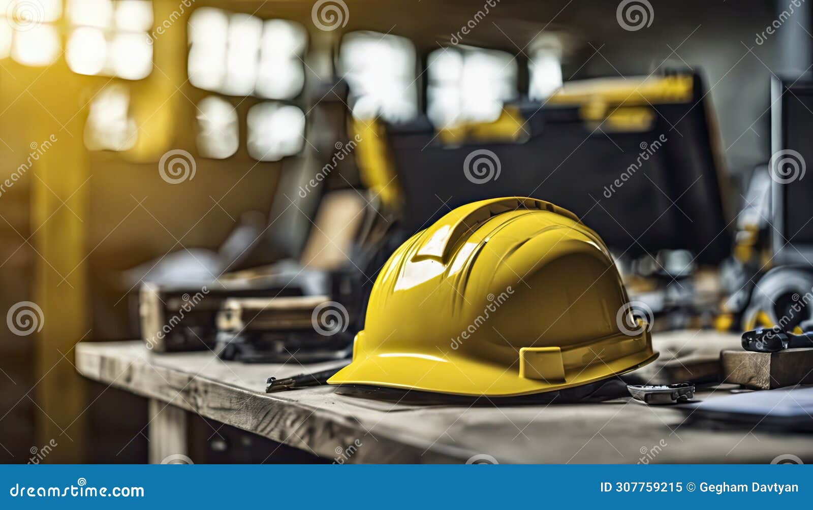 Engineer In Yellow Helmet At Industrial Site With Construction ...