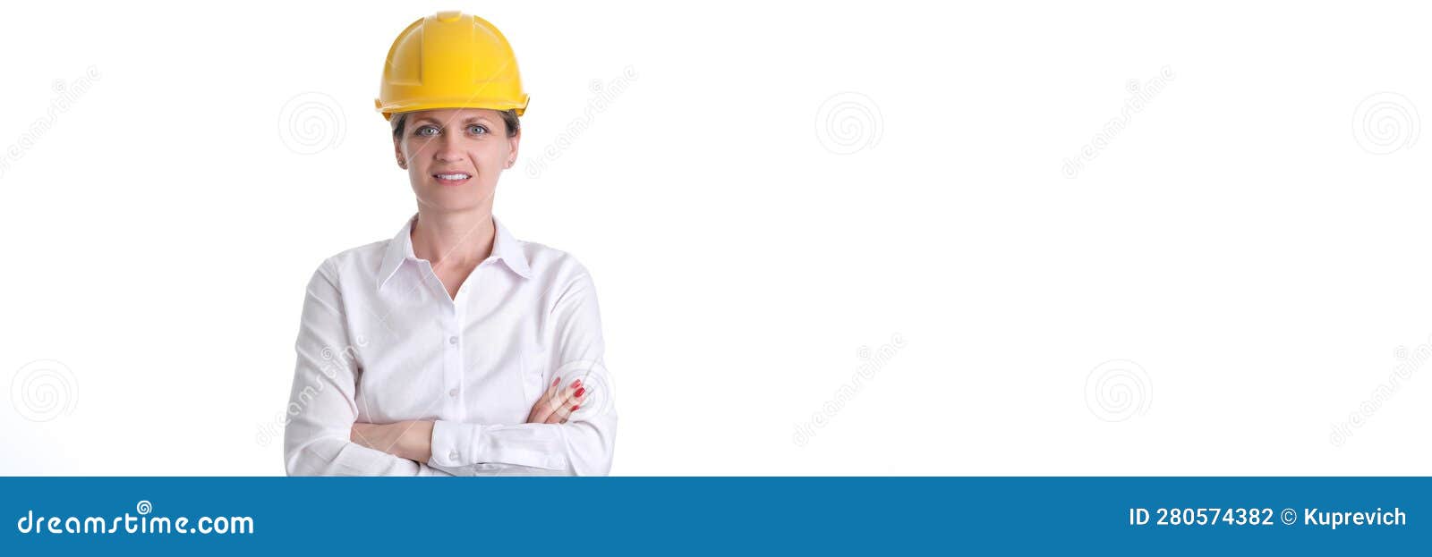 Engineer in Yellow Protective Construction Hard Hat on White Background ...