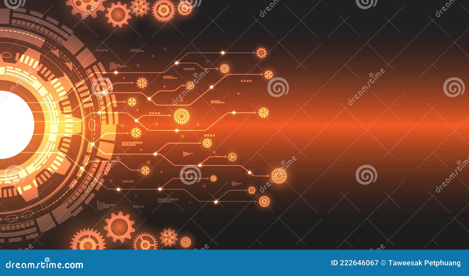 Engineered Gear Pattern with Glowing Halo, Tech-style Orange Background ...
