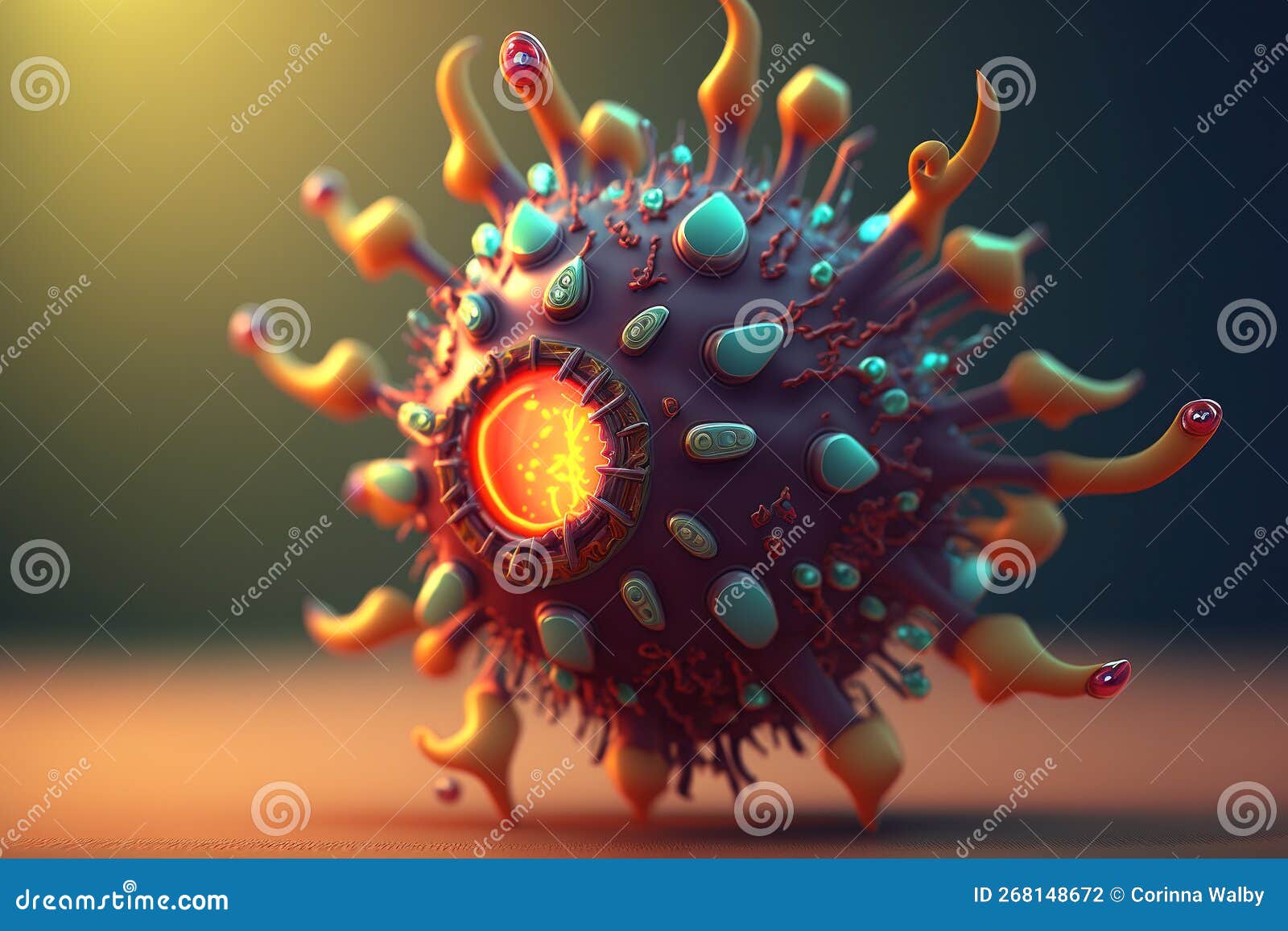 Engineered Virus Cell 3D Cartoon Style Stock Illustration ...