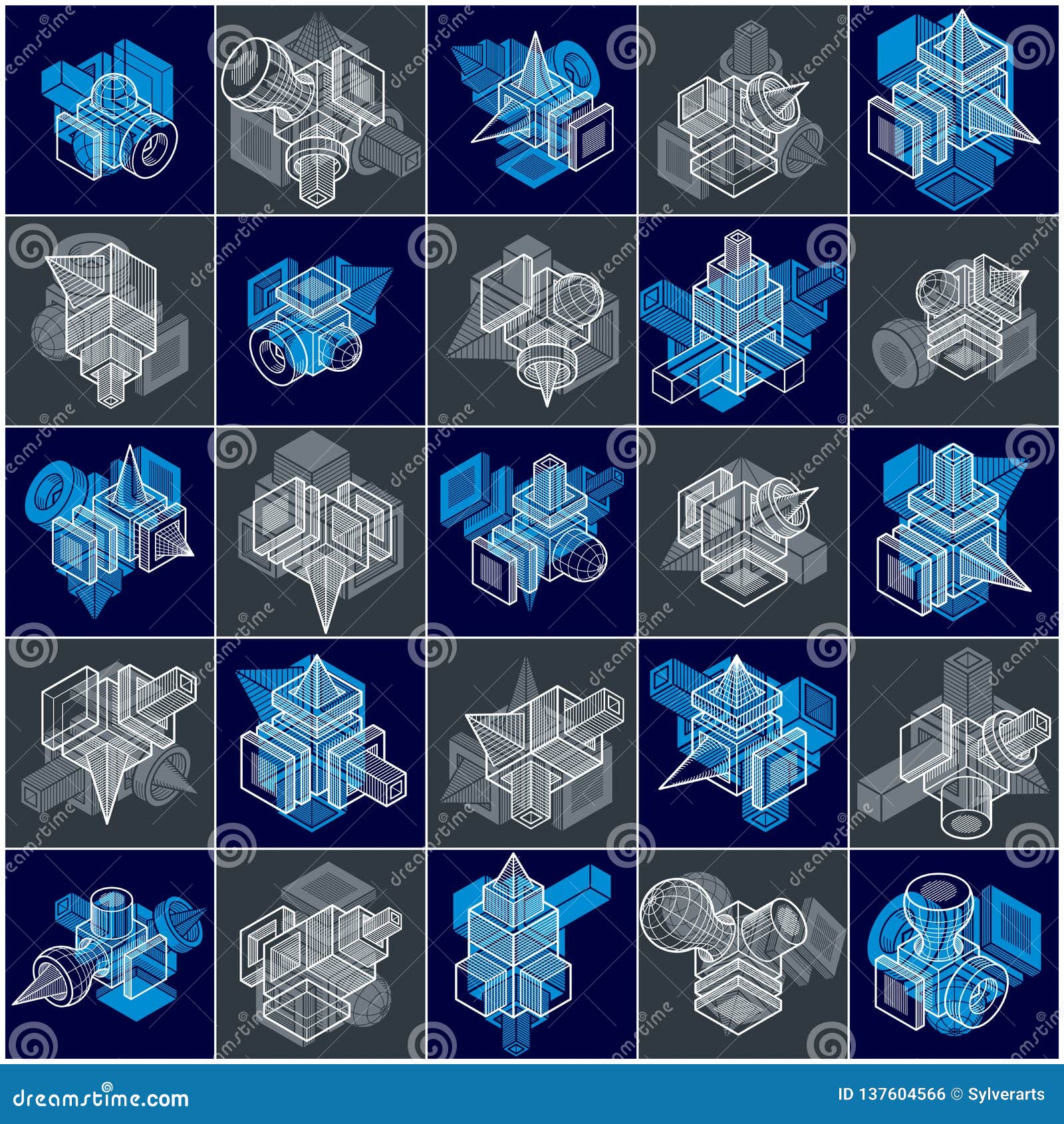 Engineering Abstract Geometric Shapes, Simple Vectors Set Stock Vector ...