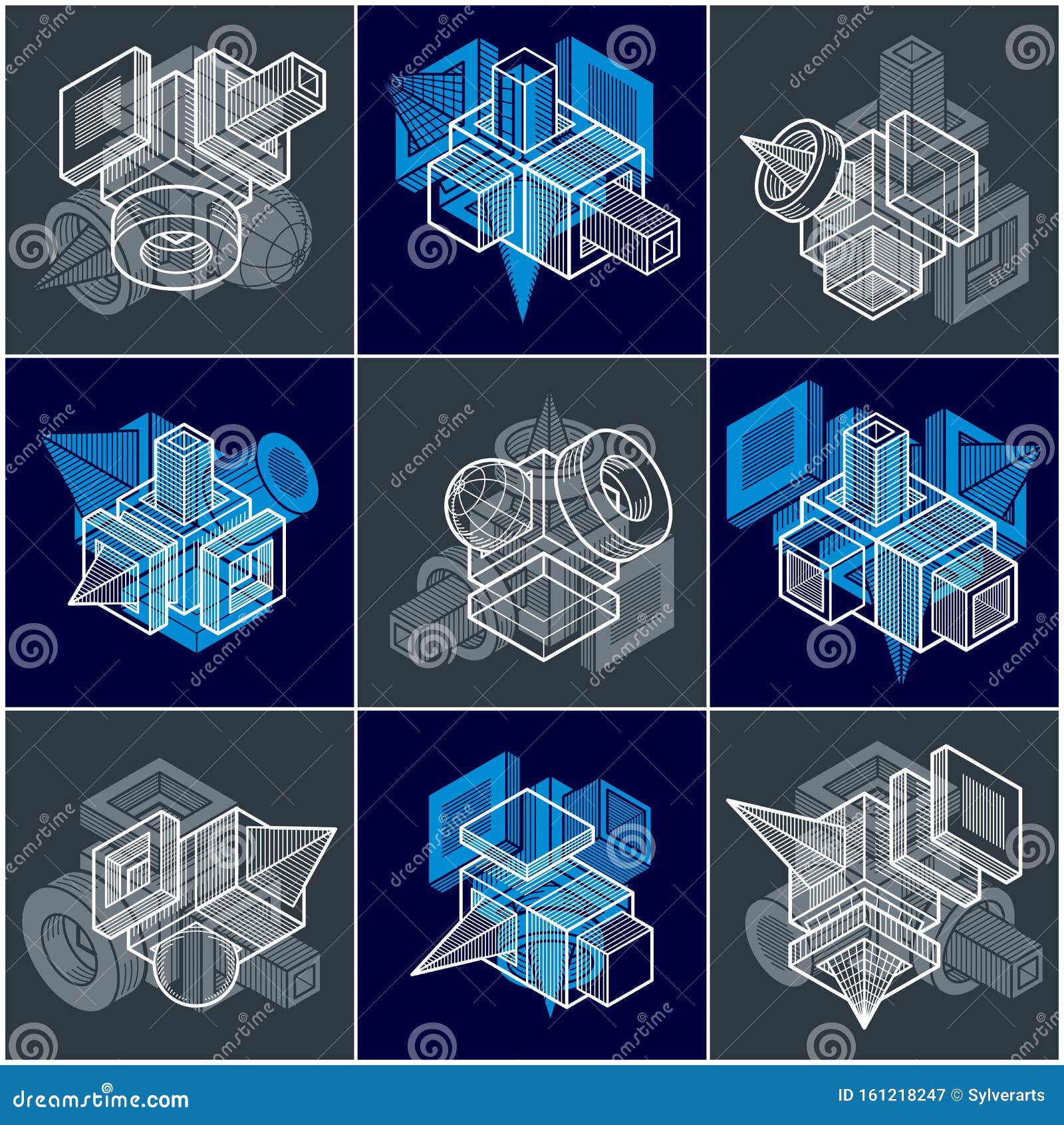 Engineering Abstract Geometric Shapes, Simple Vectors Set Stock Vector ...