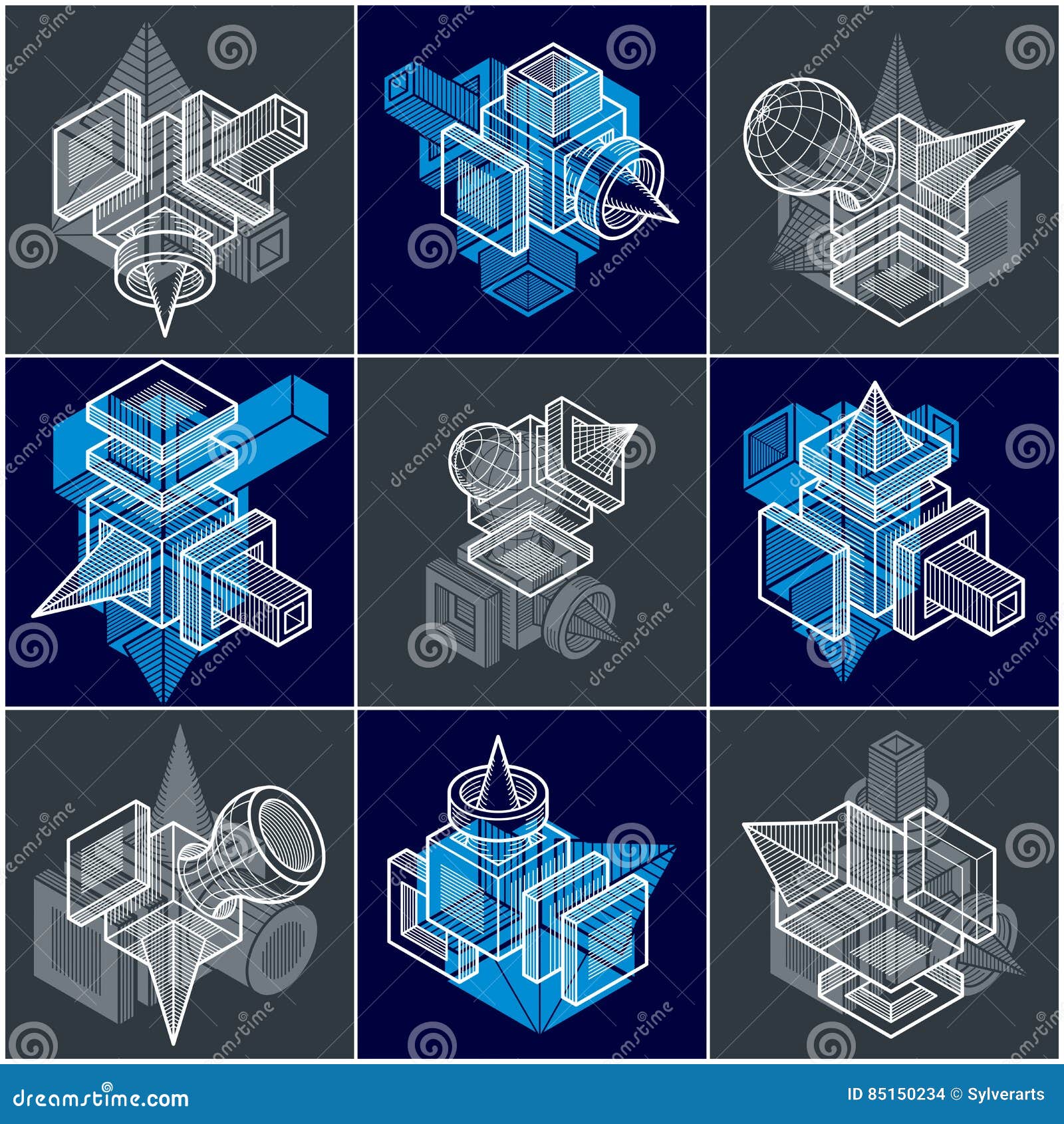 Engineering Abstract Geometric Shapes, Simple Vectors Set. Stock Vector ...