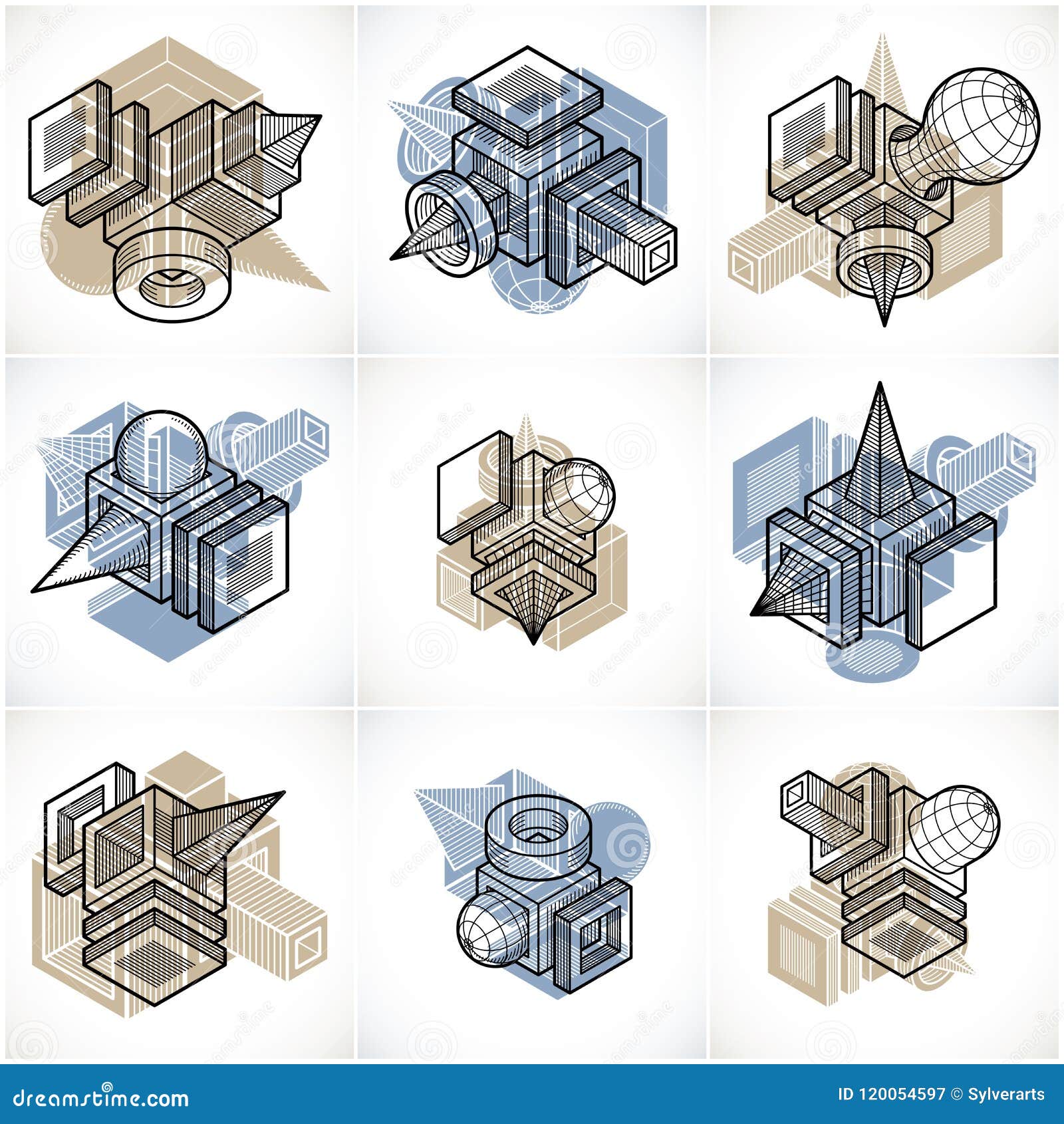 Engineering Abstract Geometric Shapes, Simple Vectors Set. Stock Vector ...