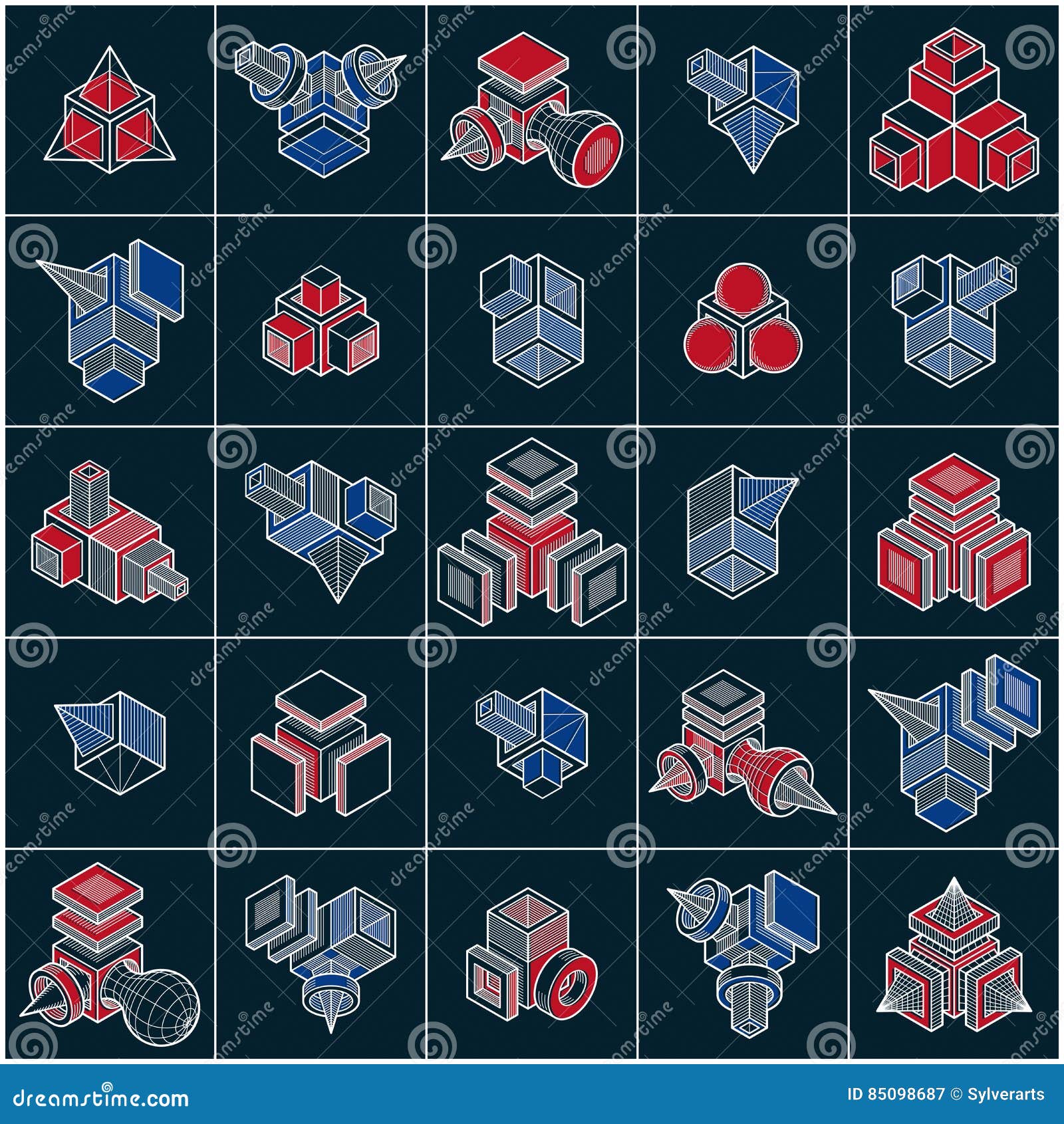 Engineering Abstract Geometric Shapes, Simple Vectors Set. Stock Vector ...