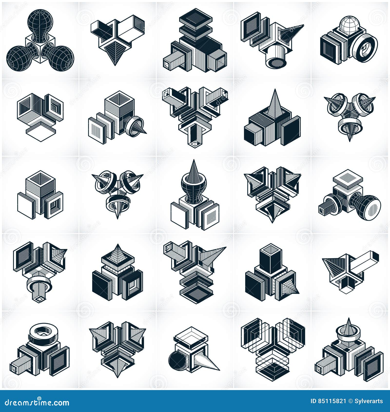 Engineering Abstract Geometric Shapes, Simple Vectors Set. Stock Vector ...