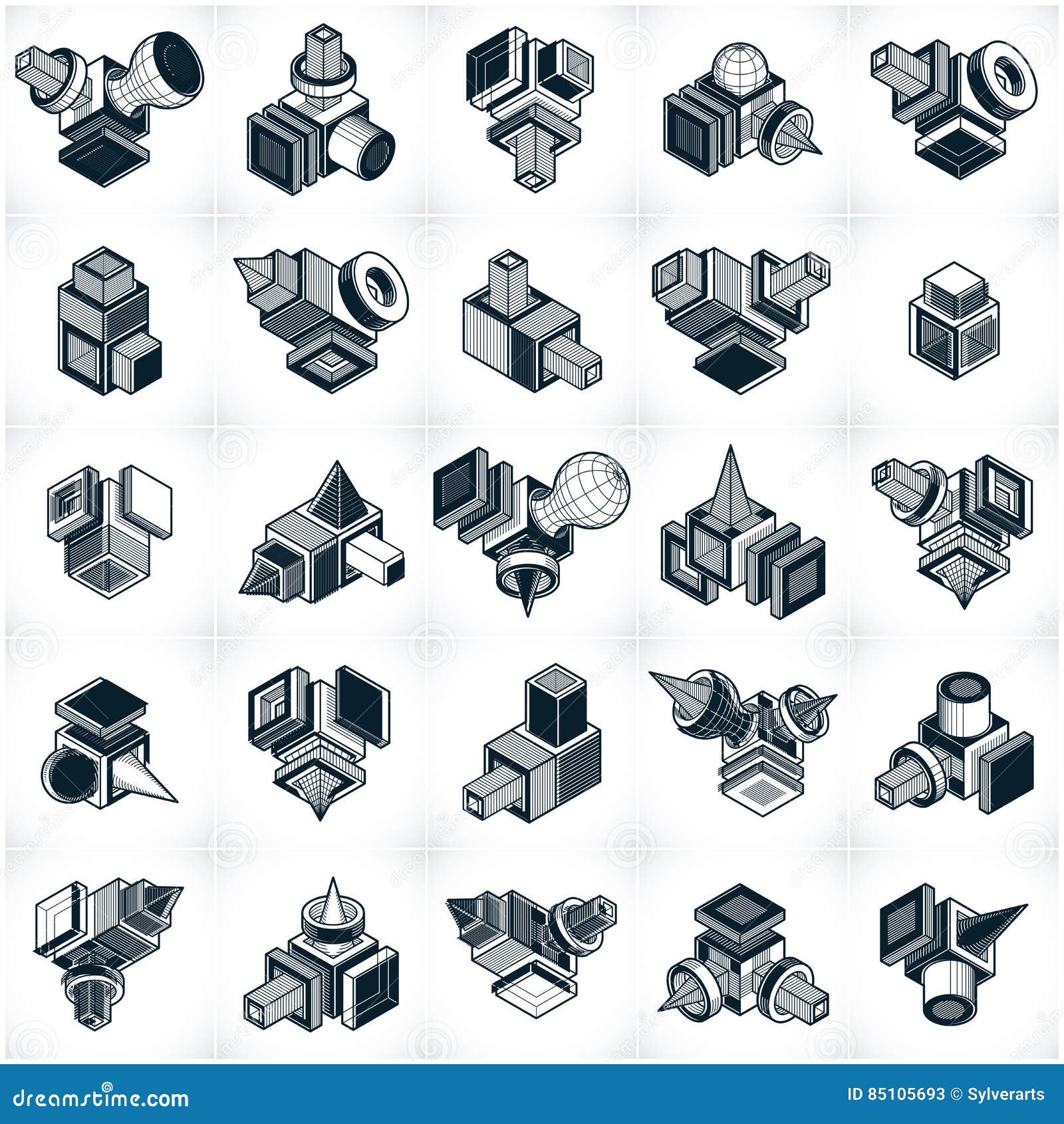 Engineering Abstract Geometric Shapes, Simple Vectors Set. Stock Vector ...