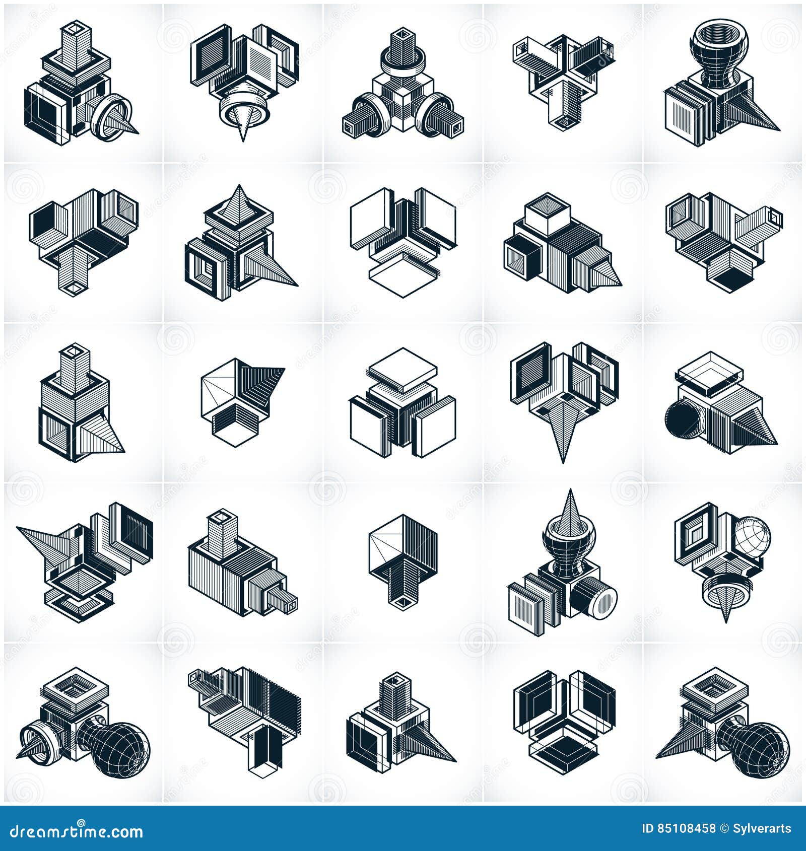 Engineering Abstract Geometric Shapes, Simple Vectors Set. Stock Vector ...