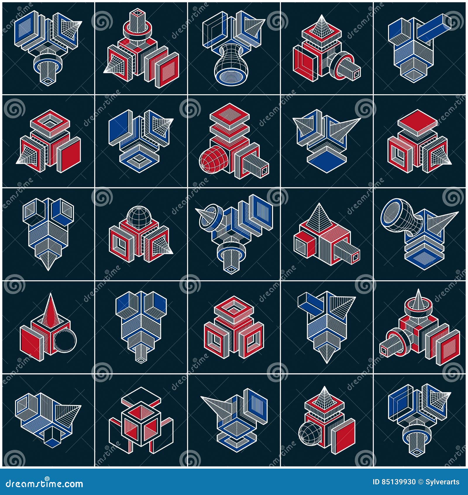 Engineering Abstract Geometric Shapes, Simple Vectors Set. Stock Vector ...