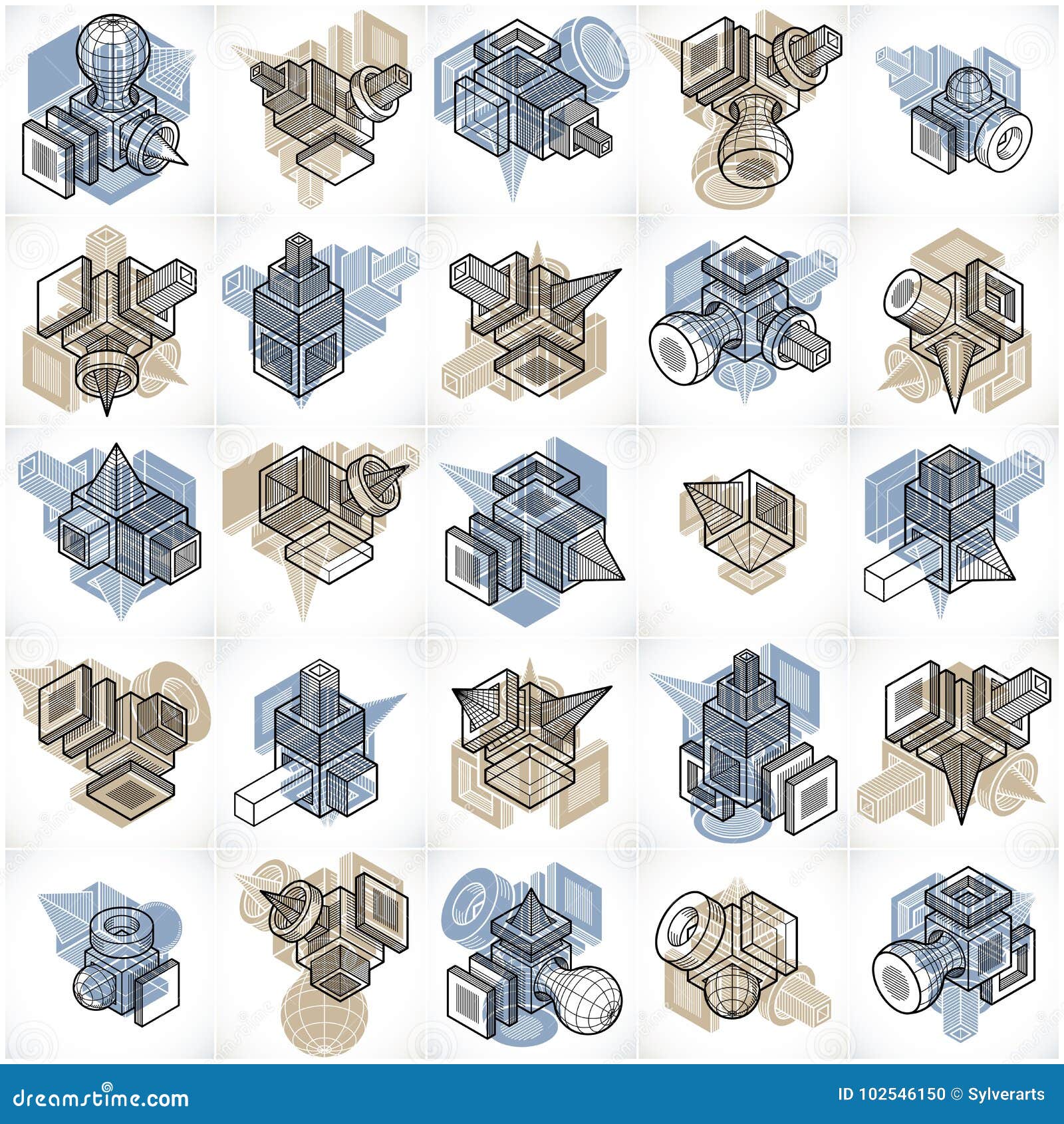 Engineering Abstract Geometric Shapes, Simple Vectors Set. Stock Vector ...