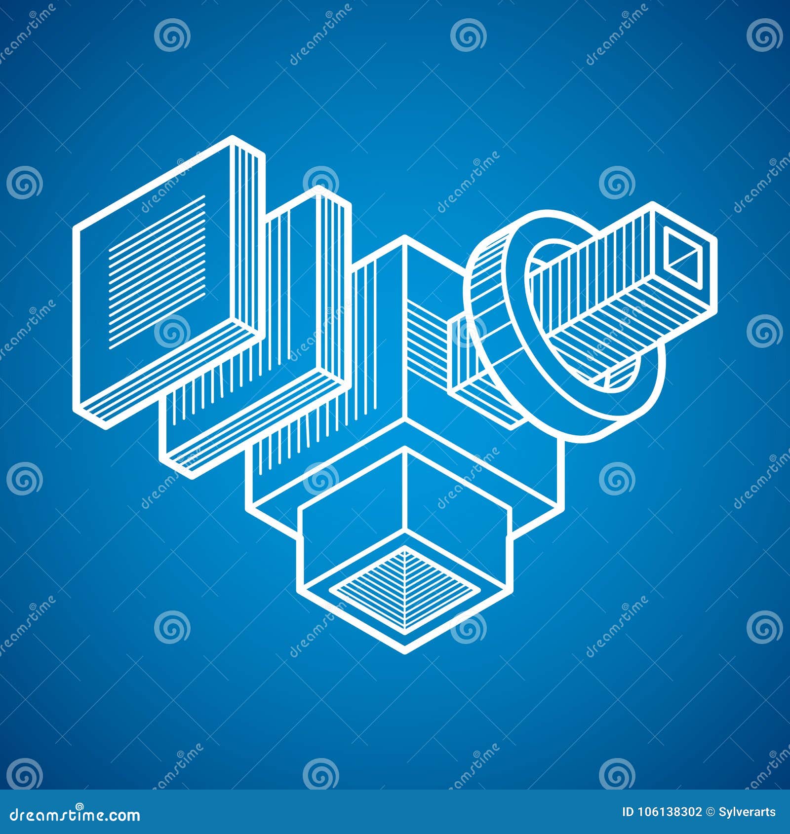 Engineering Abstract Shape, 3d Vector Polygonal Figure. Stock Vector ...
