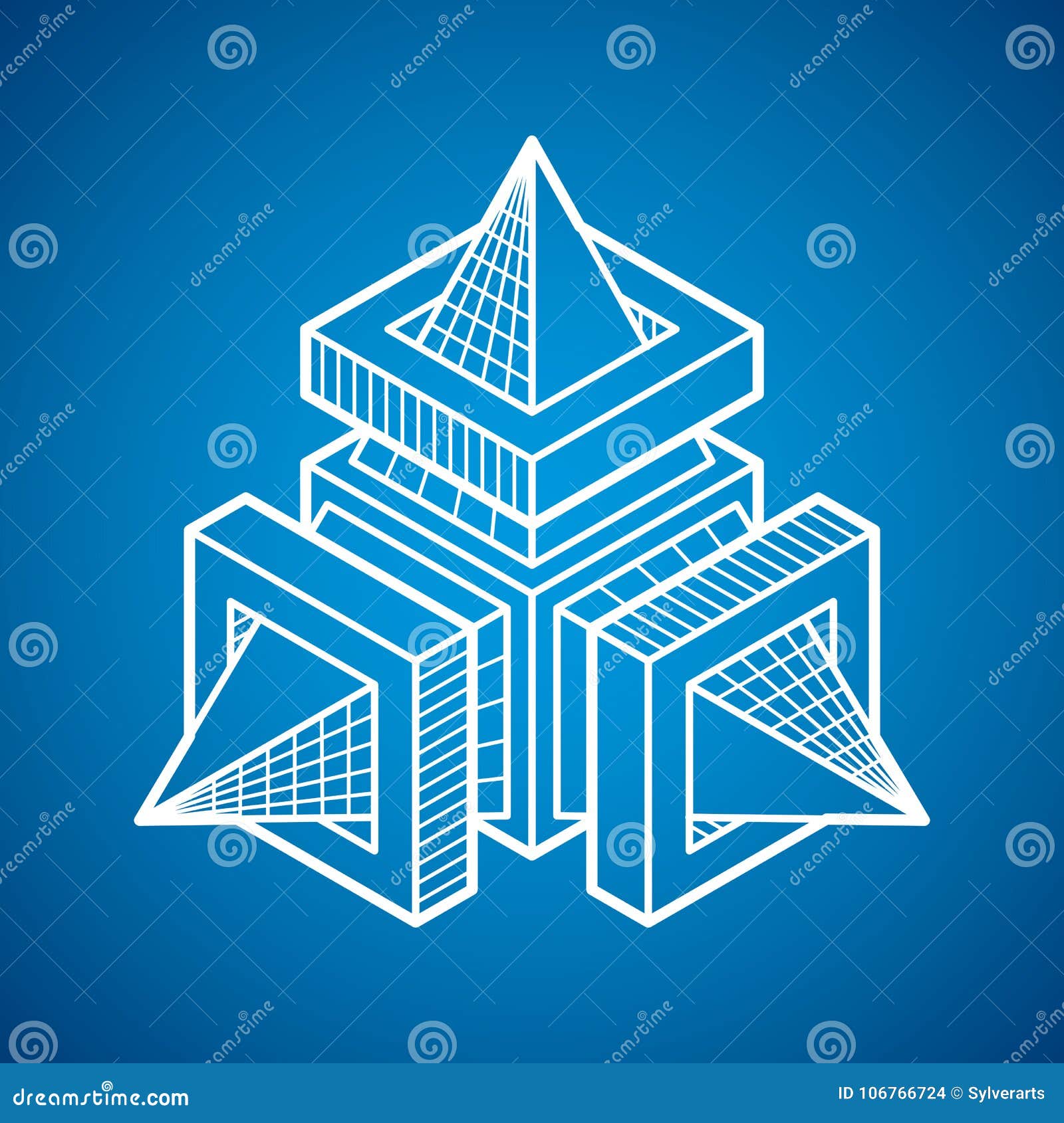 Engineering Abstract Shape, 3d Vector Polygonal Figure. Stock Vector ...