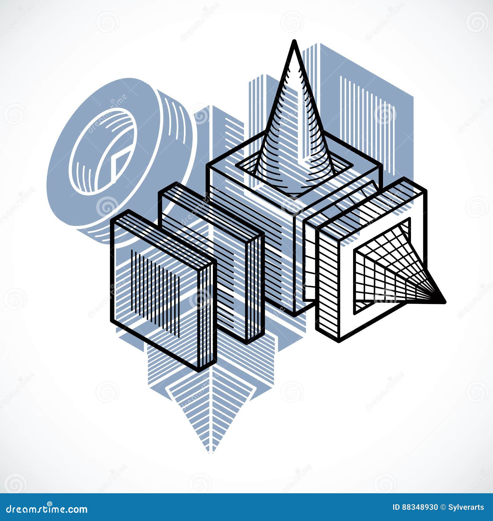 Engineering Abstract Shape, 3d Vector Polygonal Figure. Stock Vector ...