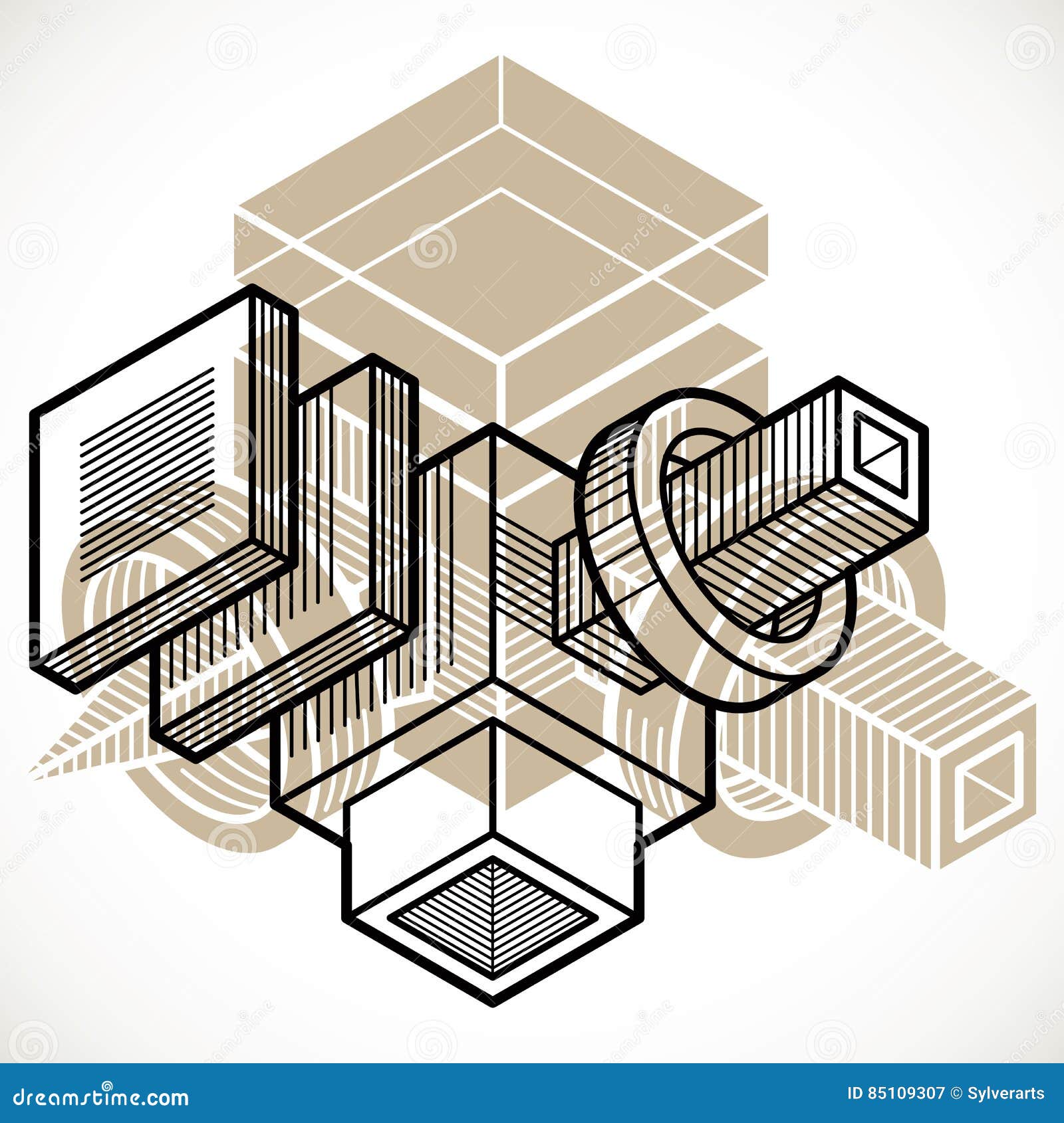 Engineering Abstract Shape, 3d Vector Polygonal Figure. Stock Vector ...