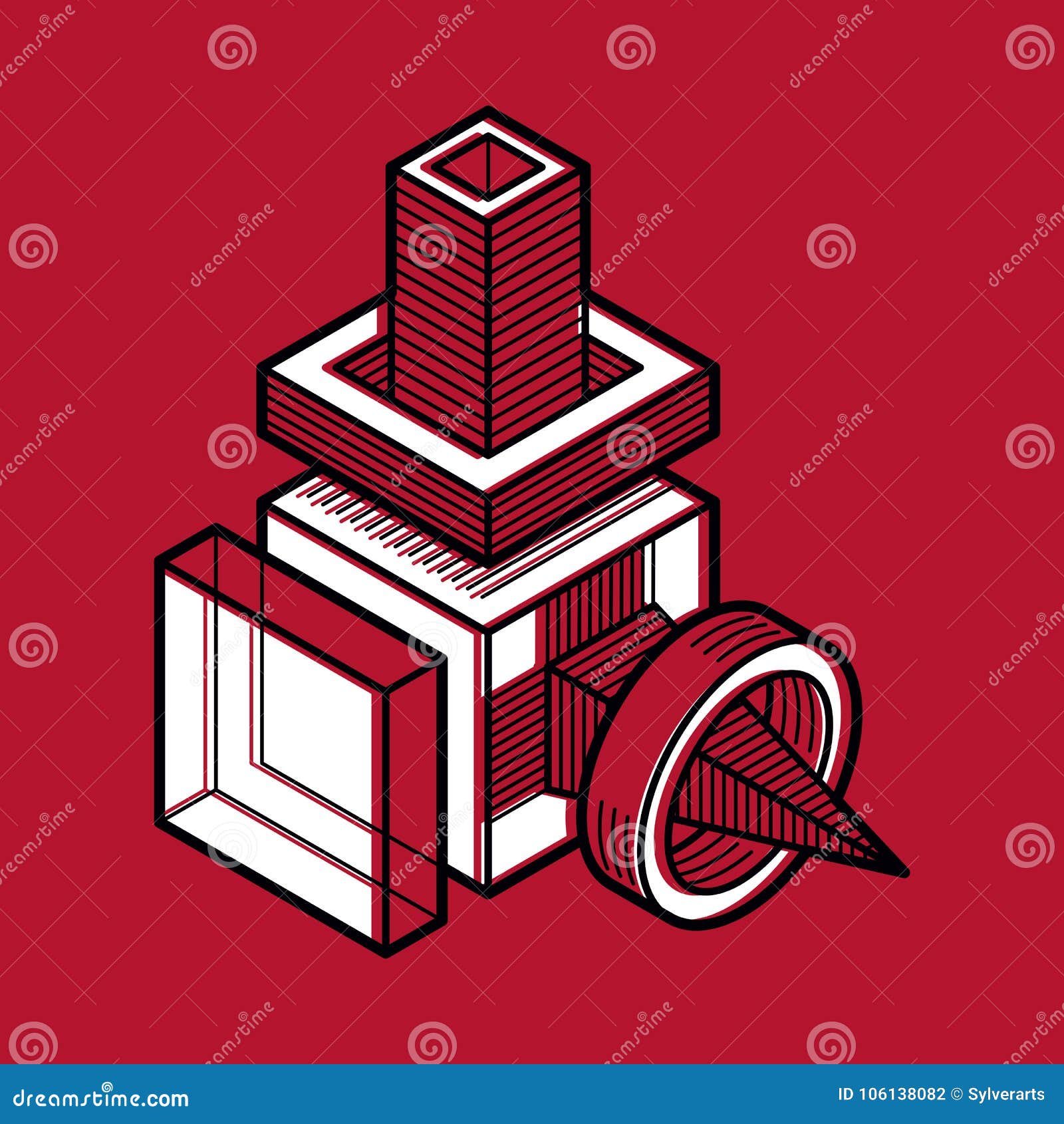 Engineering Abstract Shape, 3d Vector Polygonal Figure. Stock Vector ...
