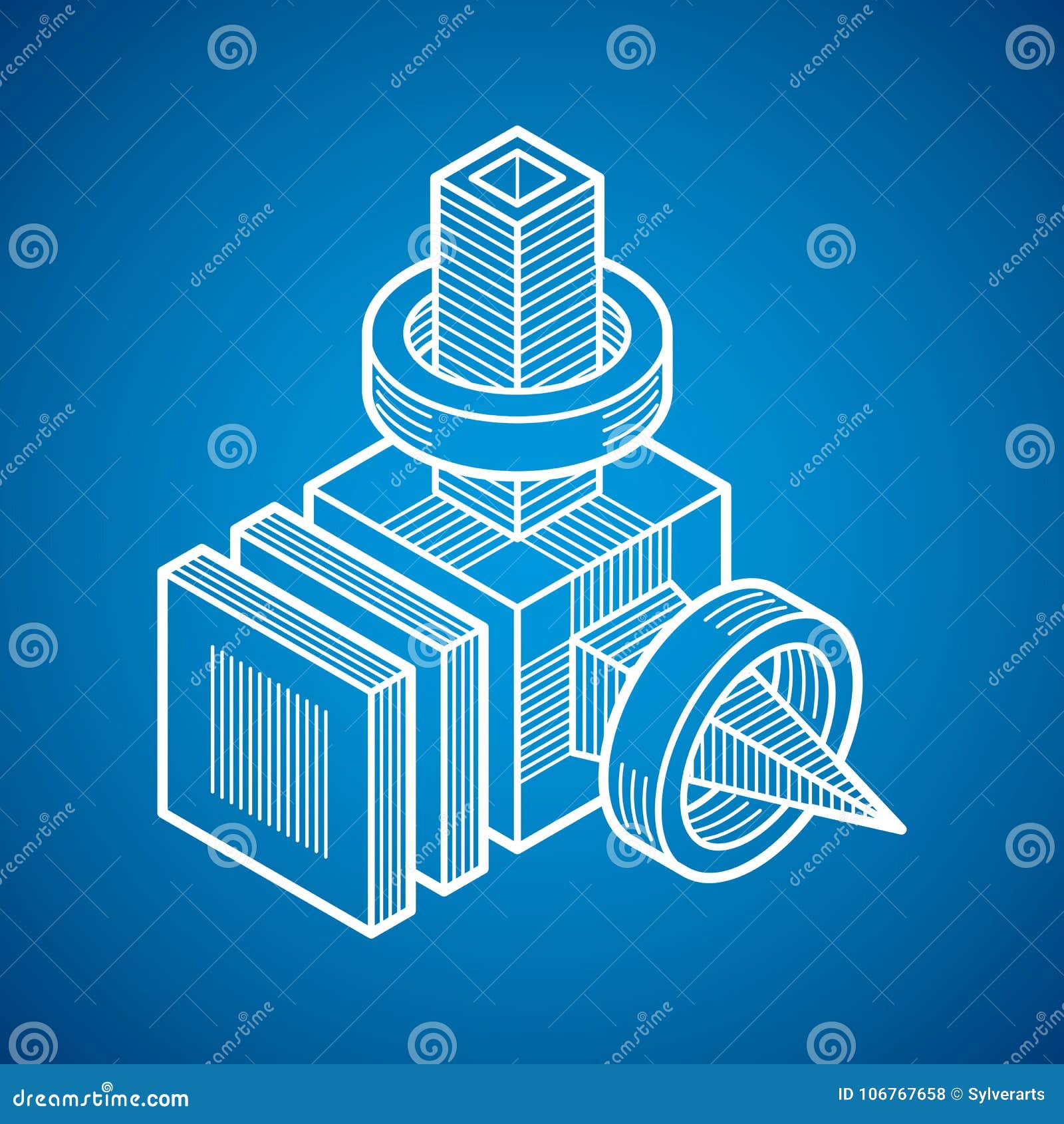Engineering Abstract Shape, 3d Vector Polygonal Figure. Stock Vector ...