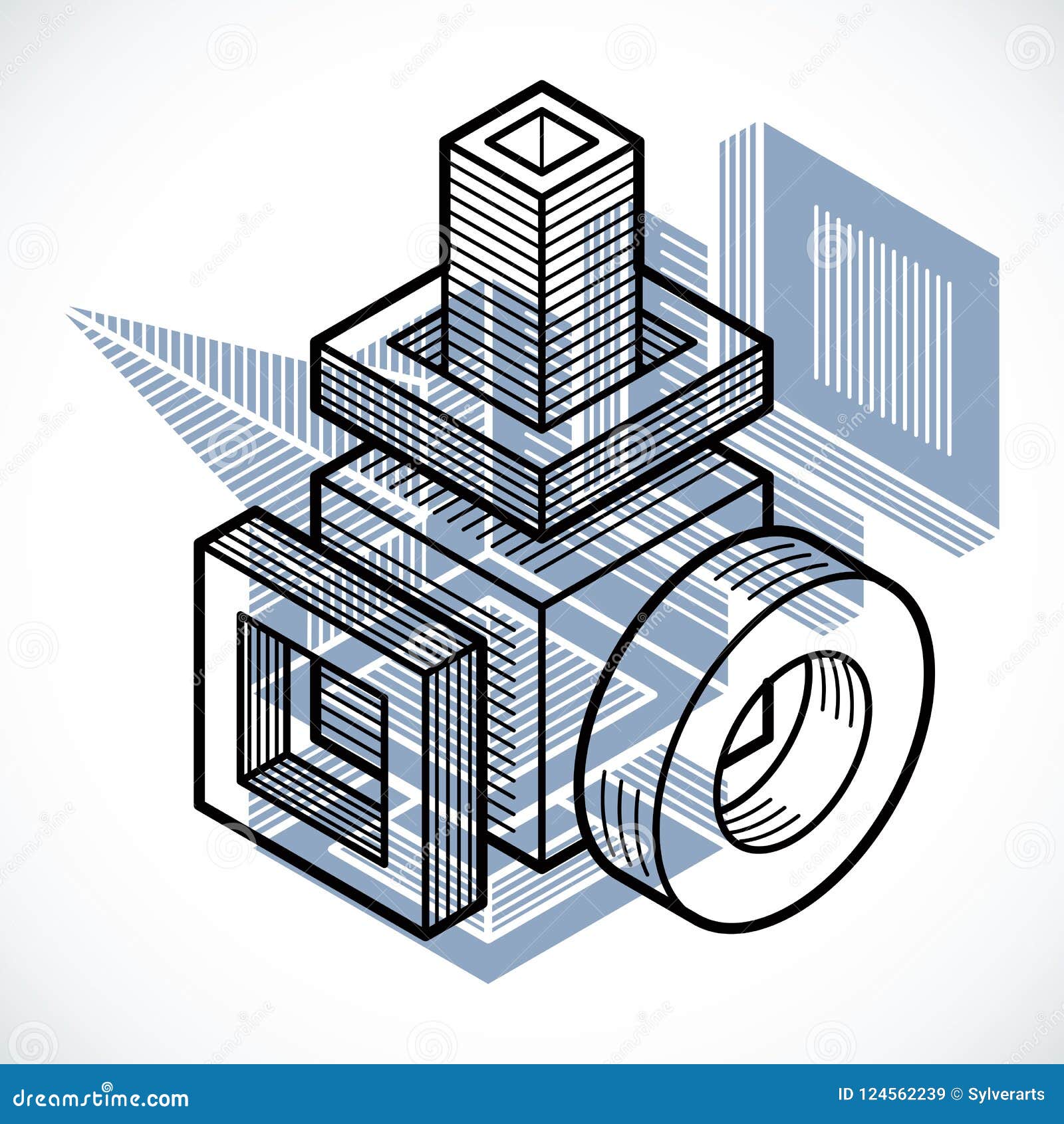 Engineering Abstract Shape, 3d Vector Polygonal Figure. Stock Vector ...