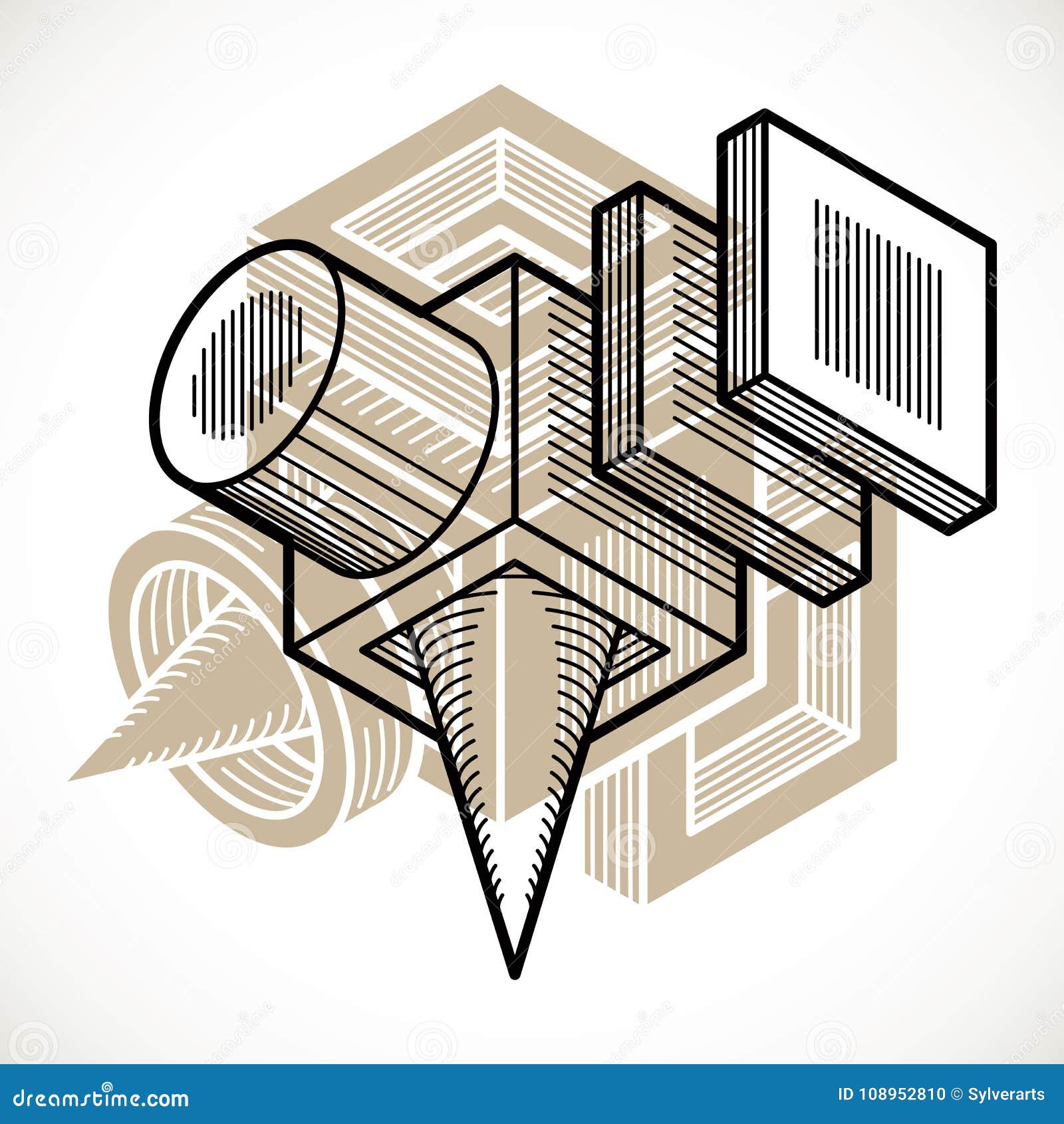 Engineering Abstract Shape, 3d Vector Polygonal Figure. Stock Vector ...