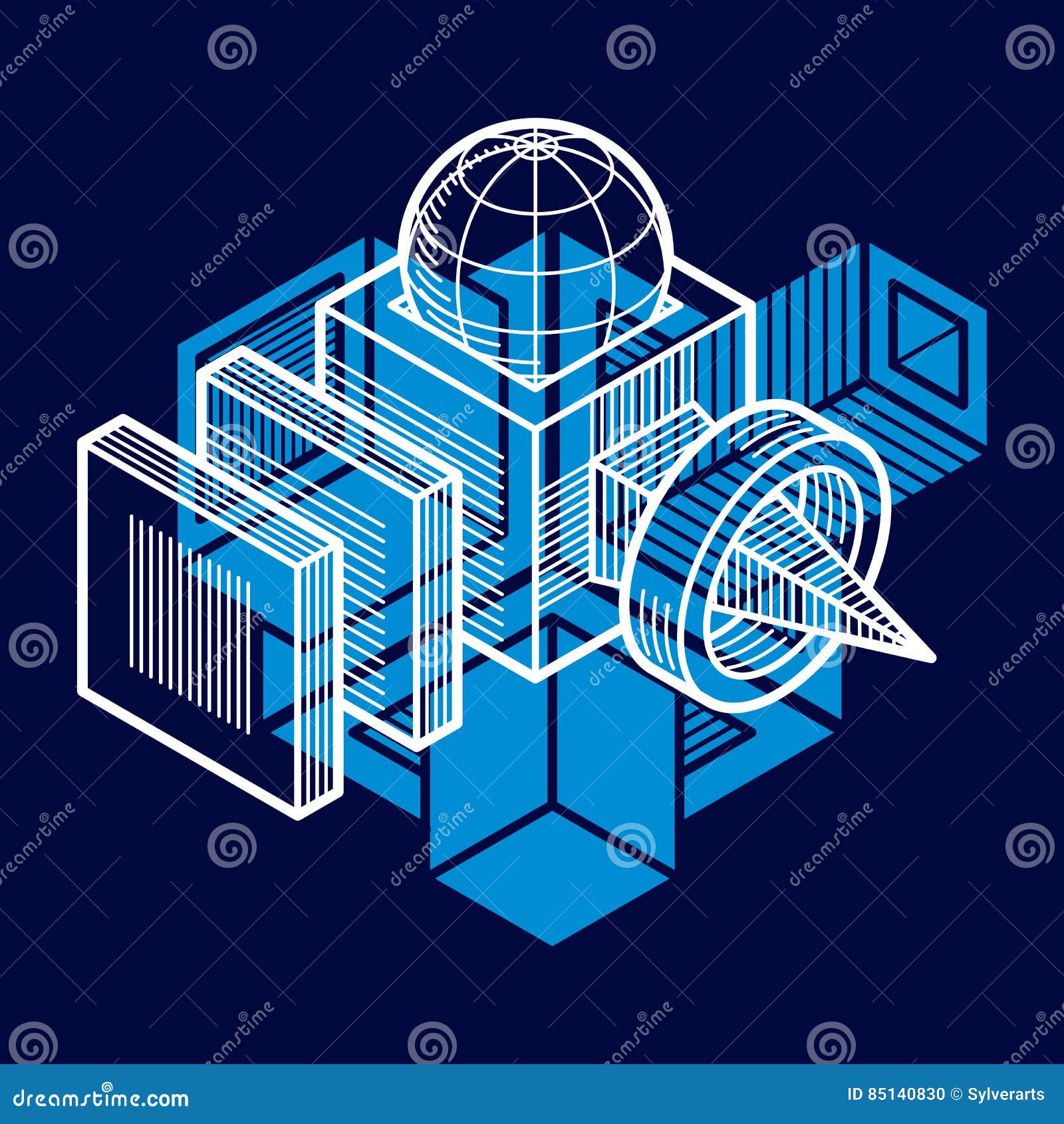 Engineering Abstract Shape, 3d Vector Polygonal Figure. Stock Vector ...
