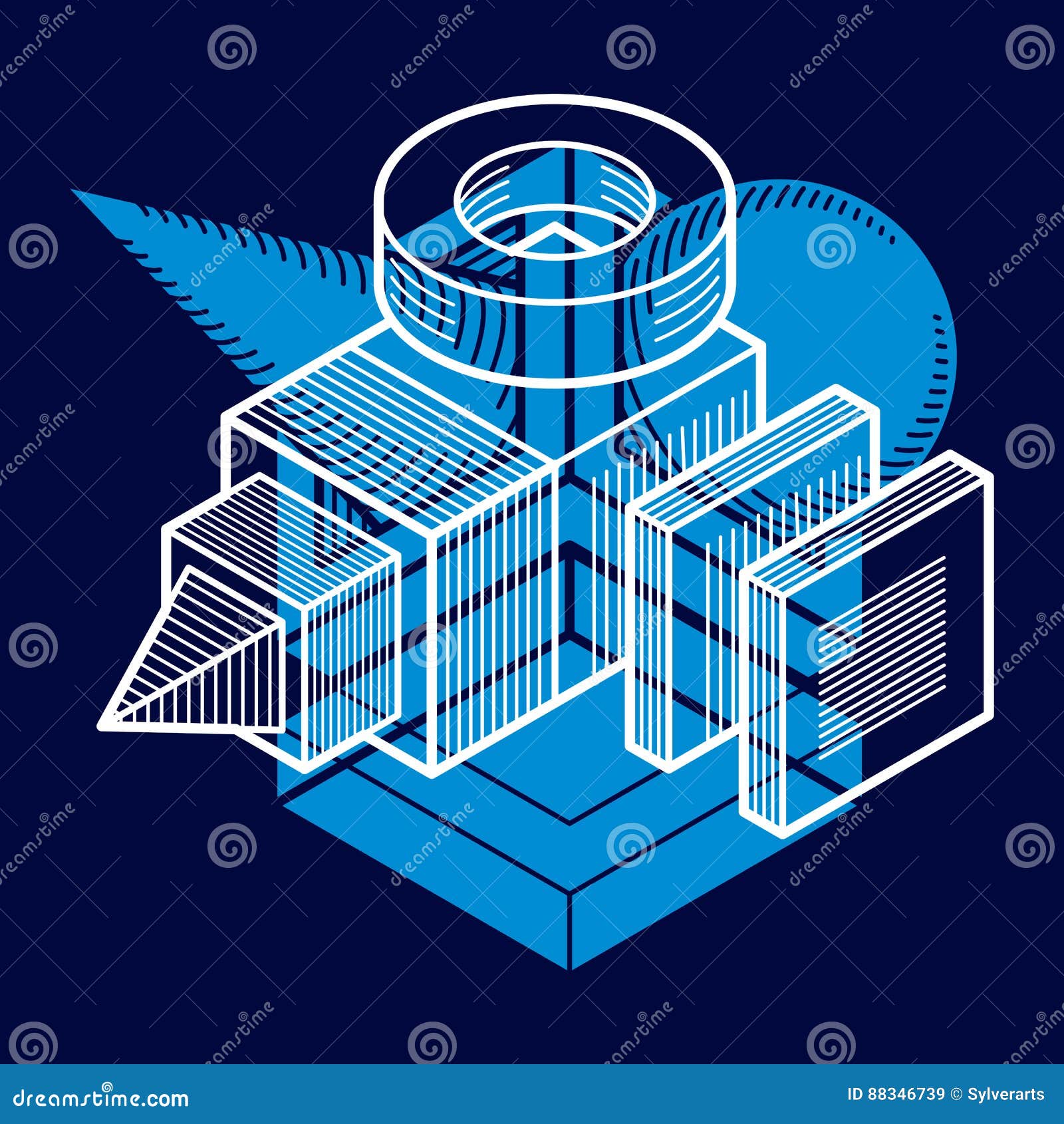Engineering Abstract Shape, 3d Vector Polygonal Figure. Stock Vector ...