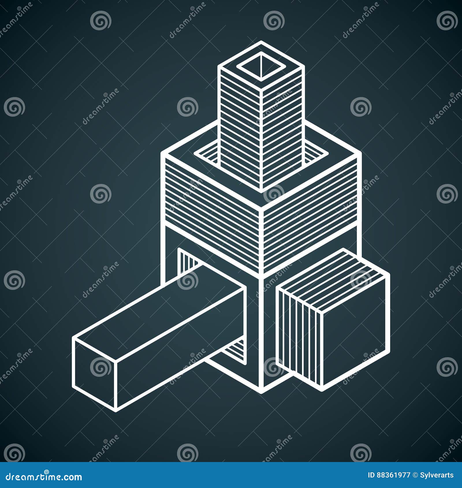 Engineering Abstract Shape, 3d Vector Polygonal Figure. Stock Vector ...