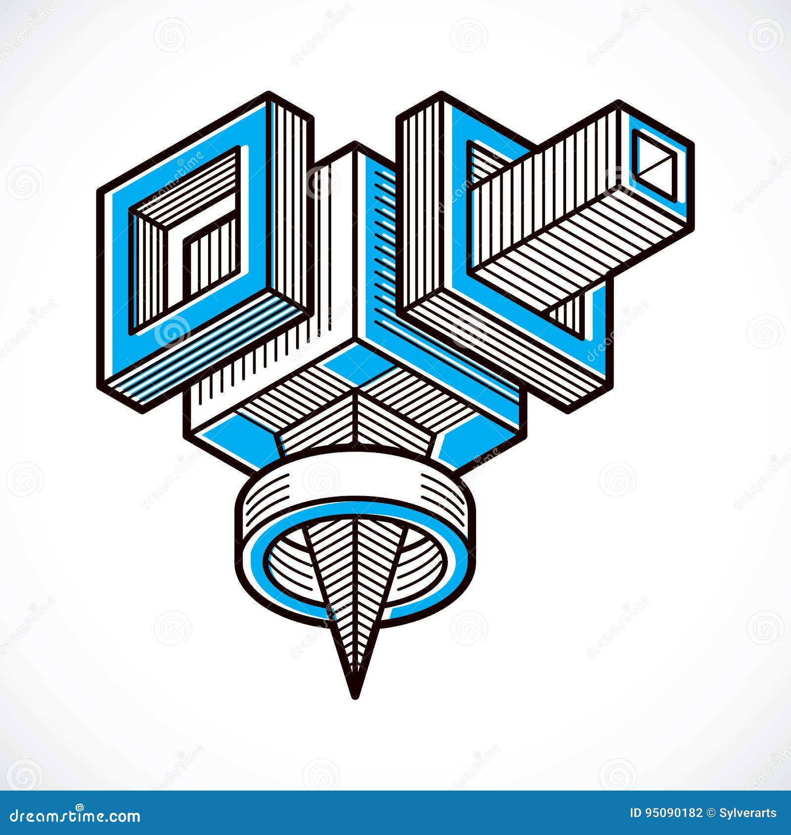 Engineering Abstract Shape, 3d Vector Polygonal Figure. Stock Vector ...