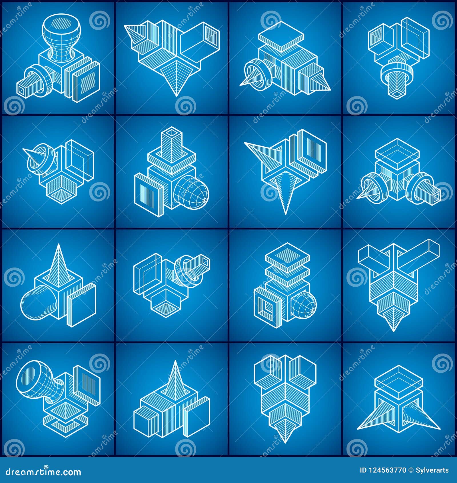 Engineering Abstract Shape, Vectors Set. Stock Vector - Illustration of ...