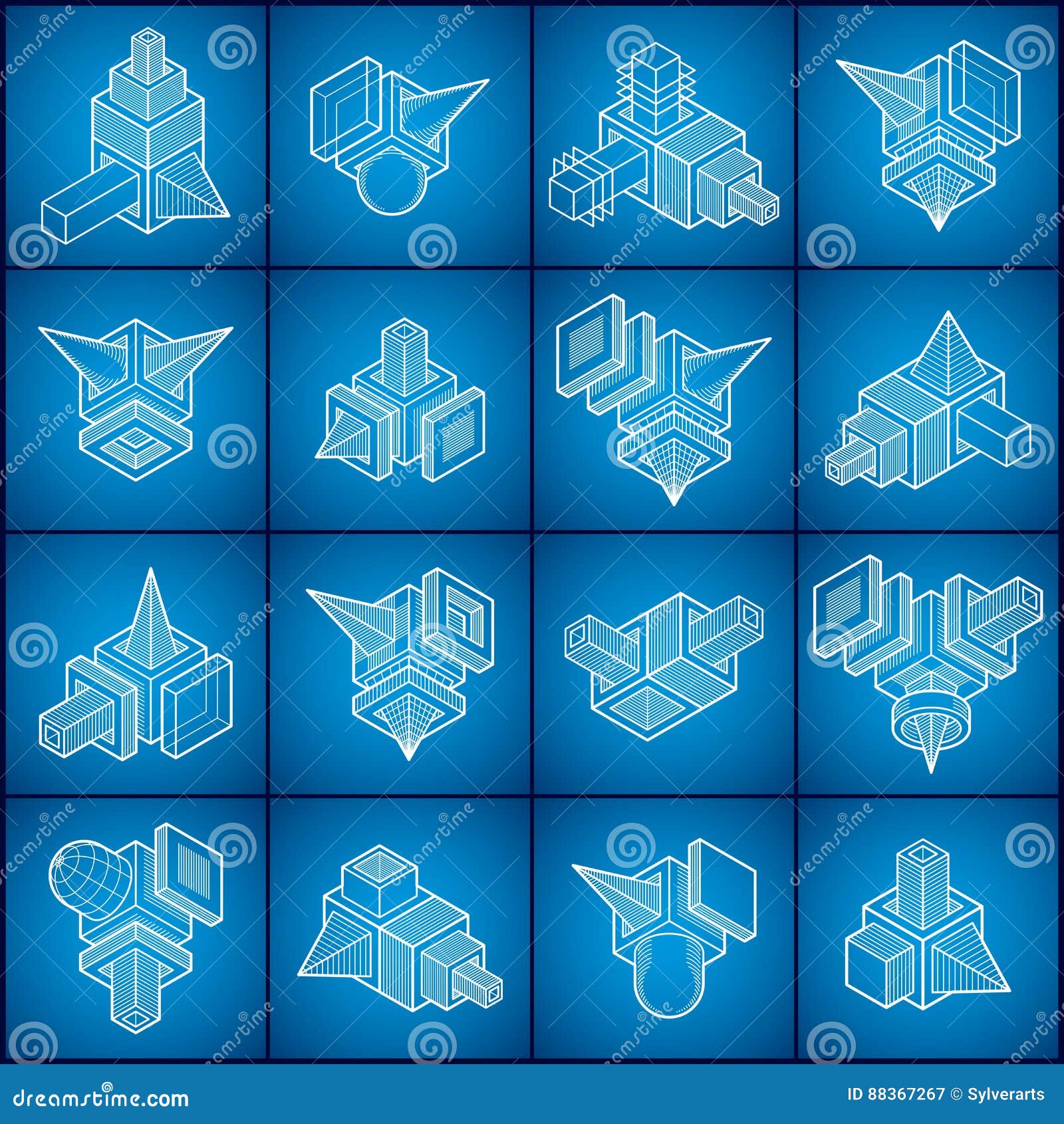 Engineering Abstract Shape, Vectors Set. Stock Vector - Illustration of ...