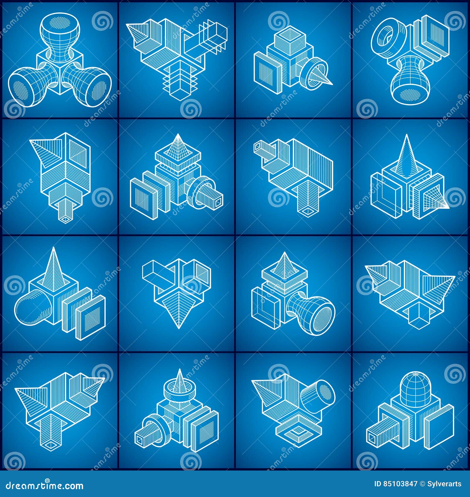 Engineering Abstract Shape, Vectors Set. Stock Vector - Illustration of ...