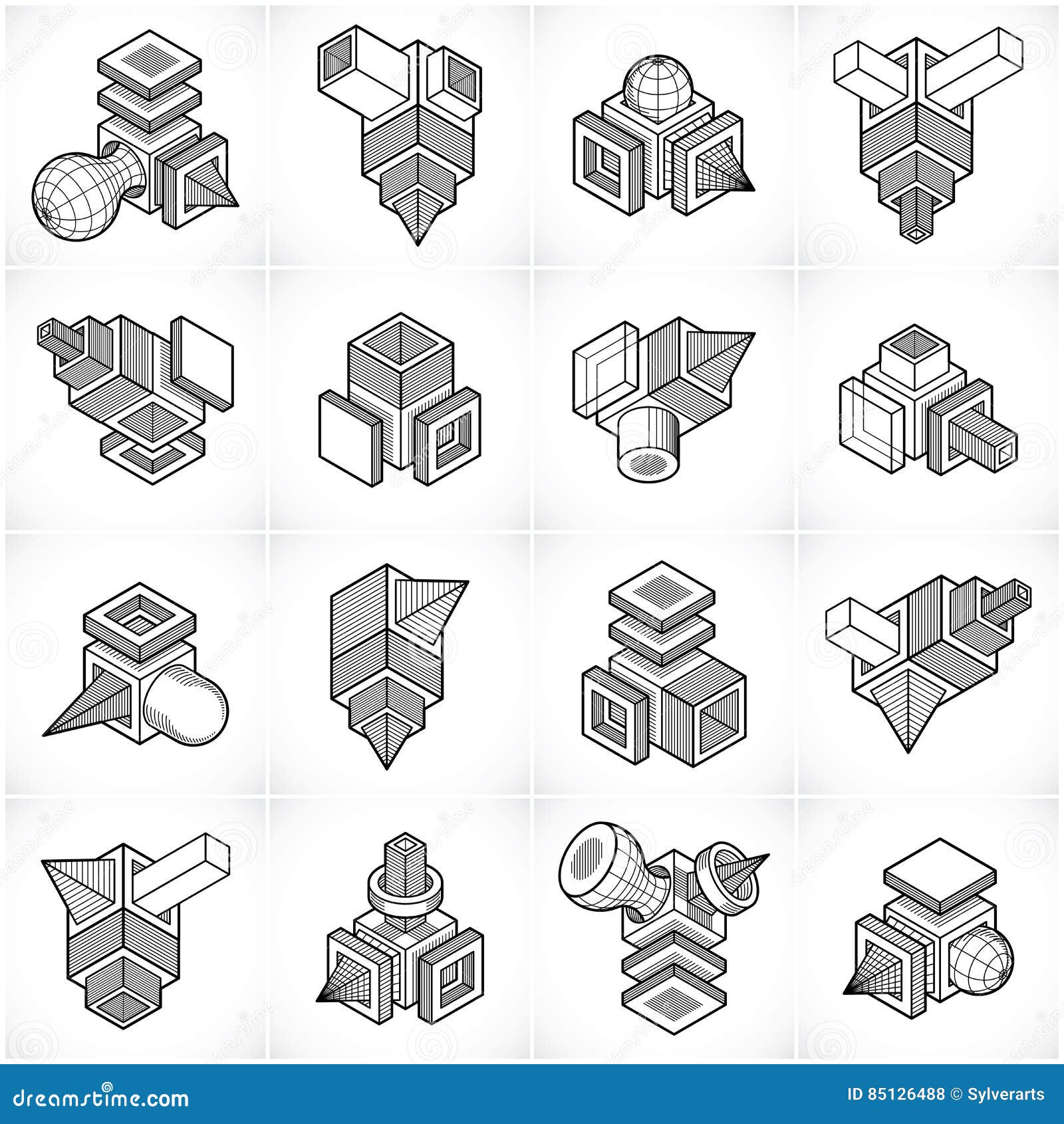 Engineering Abstract Shape, Vectors Set. Stock Vector - Illustration of ...