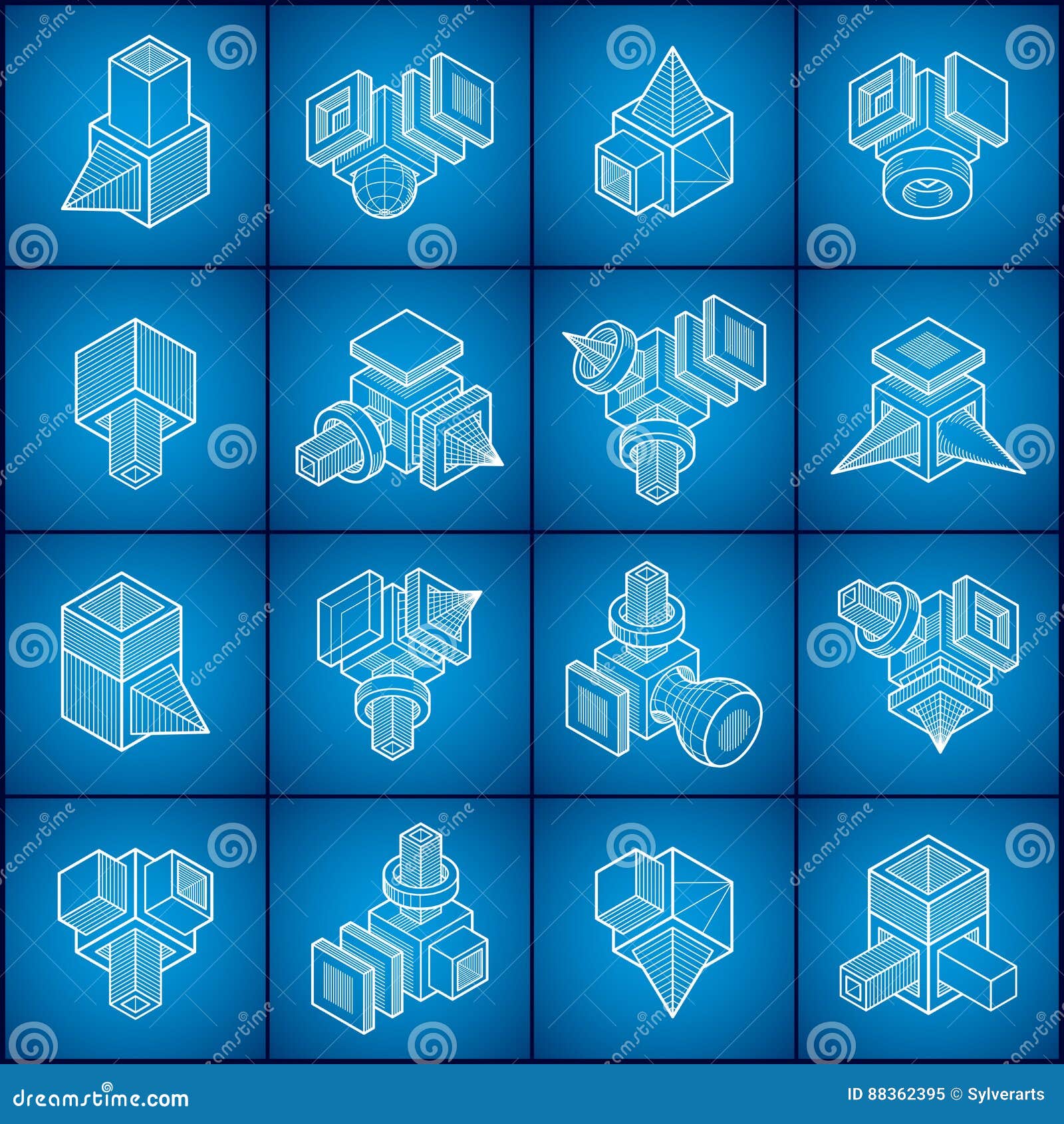 Engineering Abstract Shape, Vectors Set. Stock Vector - Illustration of ...