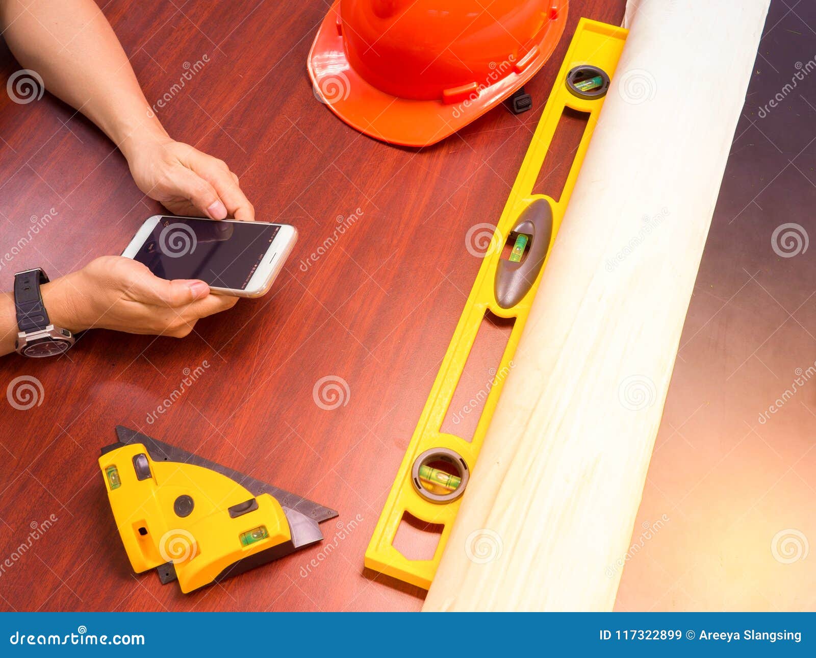 Engineering and Architect Workplace with Measurement Equipments Stock ...