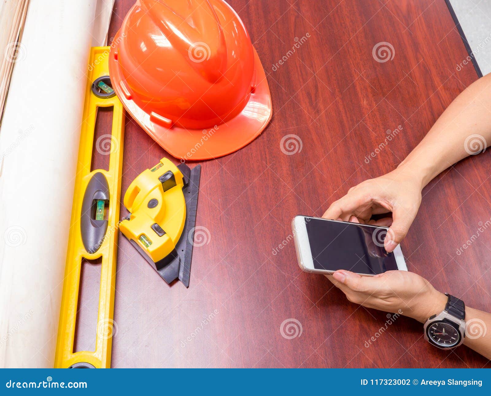 Engineering and Architect Workplace with Measurement Equipments Stock ...