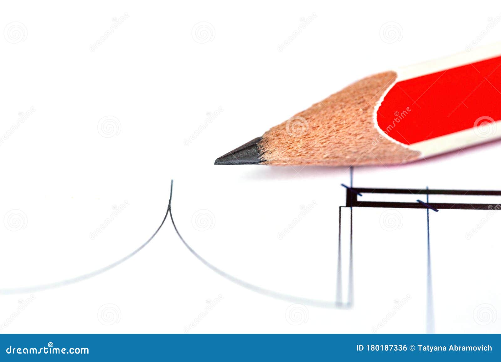 Engineering and Architectural Drawing, Red Pencil Stock Photo - Image ...