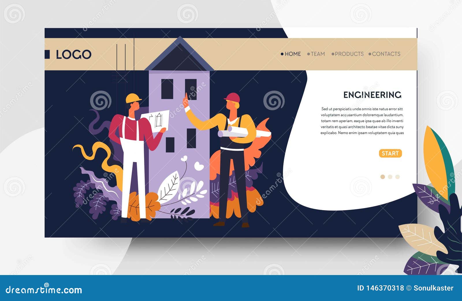 Engineering Architectural Project Web Page Template Engineers Stock ...