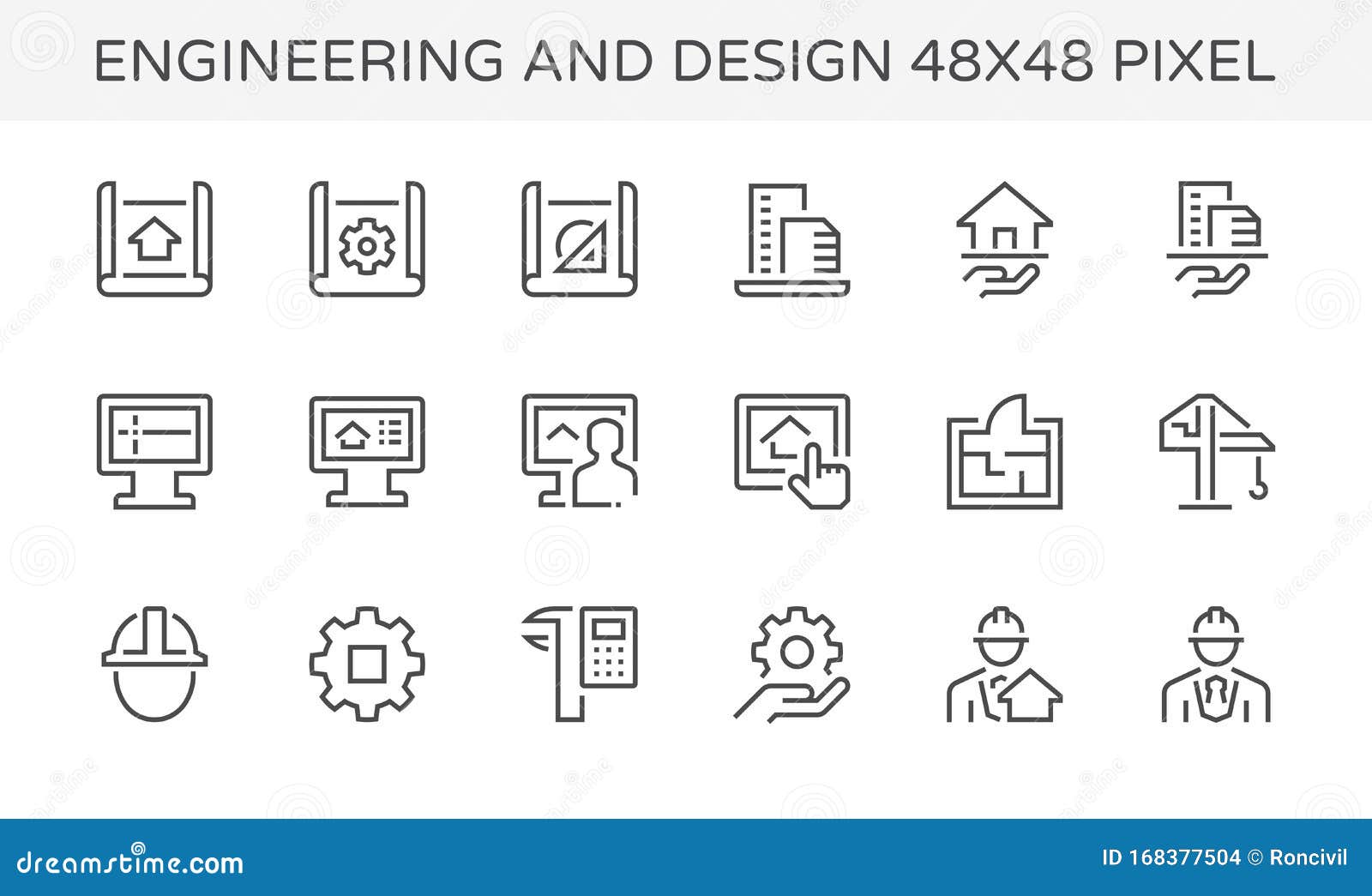 Engineering And Architecture Firm Line Icons, Signs Set. Engineering ...