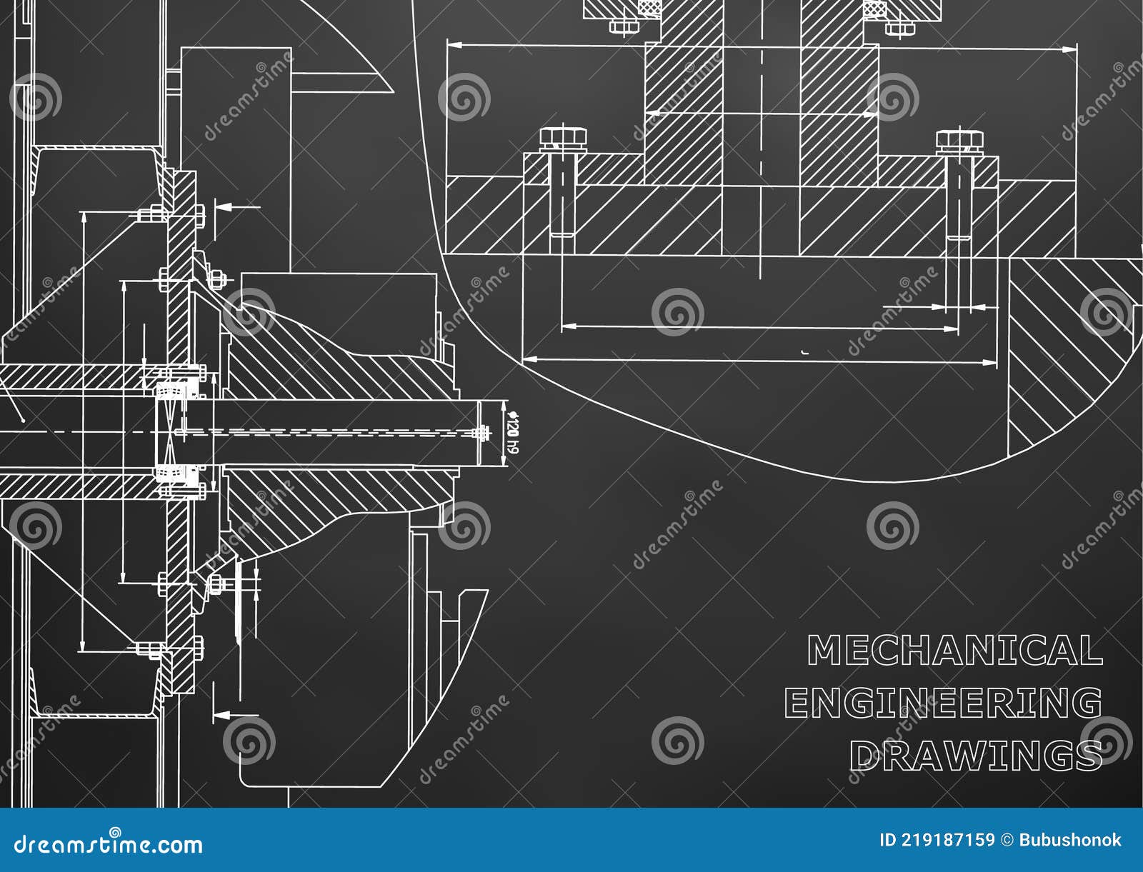 Engineering Backgrounds. Mechanical Engineering Drawing Cartoon Vector ...