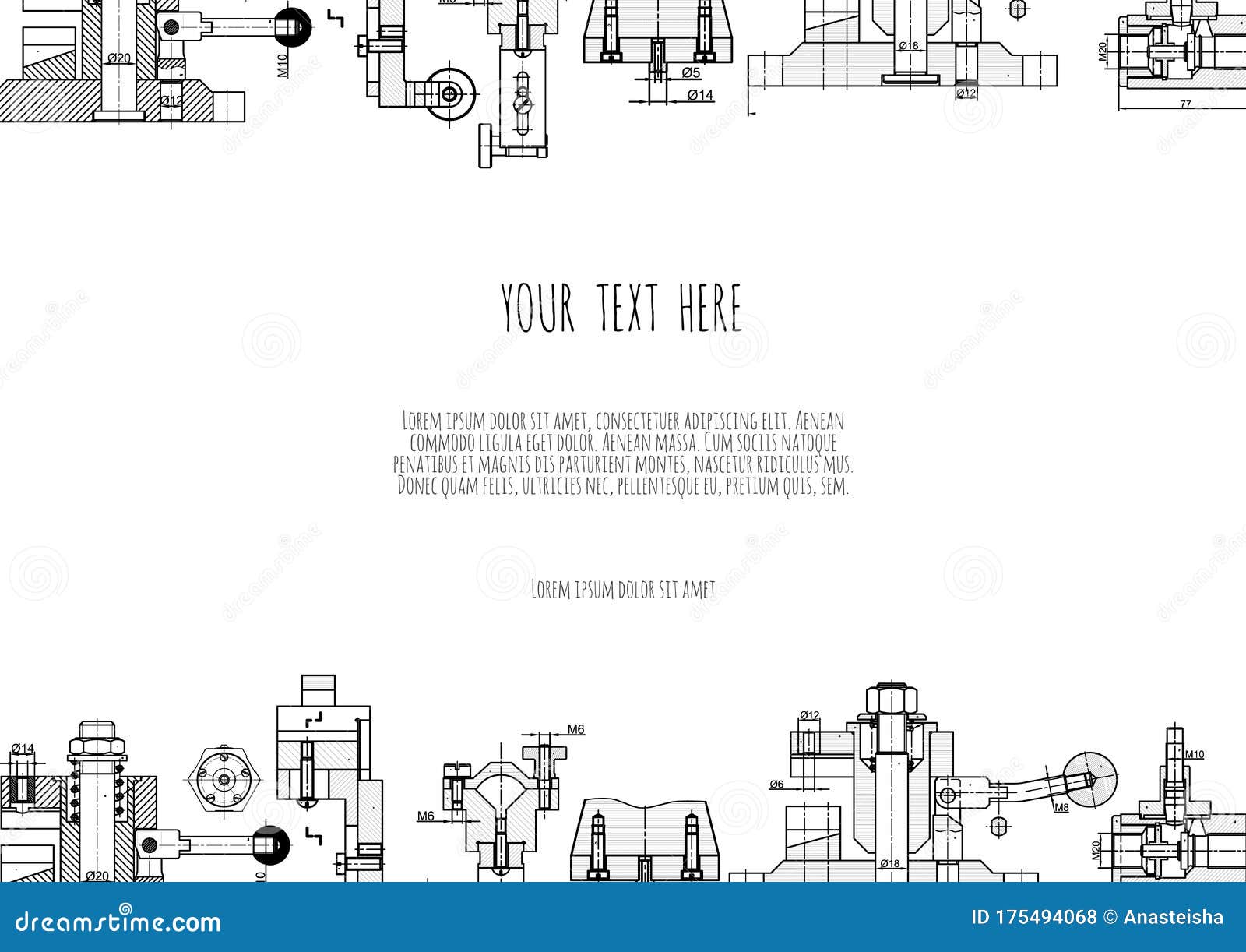 Engineering Backgrounds. Mechanical Engineering Drawings. Cover. Banner ...