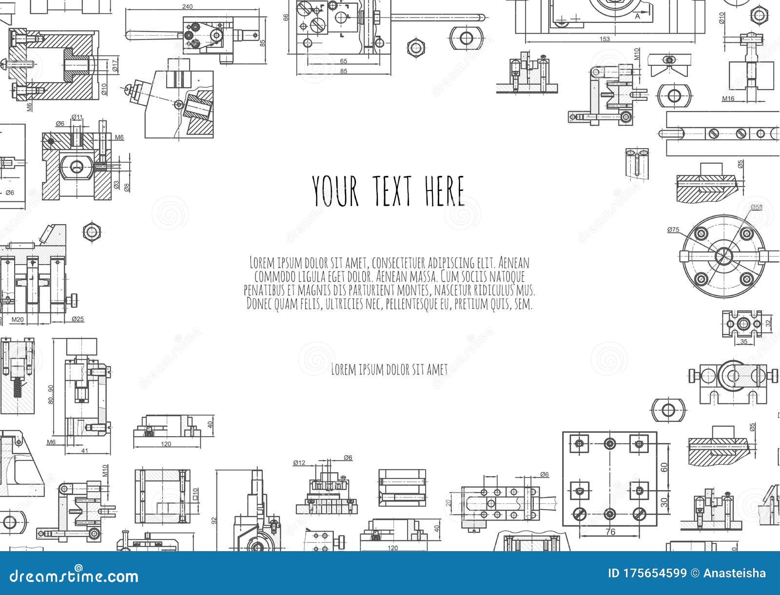 Engineering Backgrounds. Mechanical Engineering Drawings. Cover. Banner ...