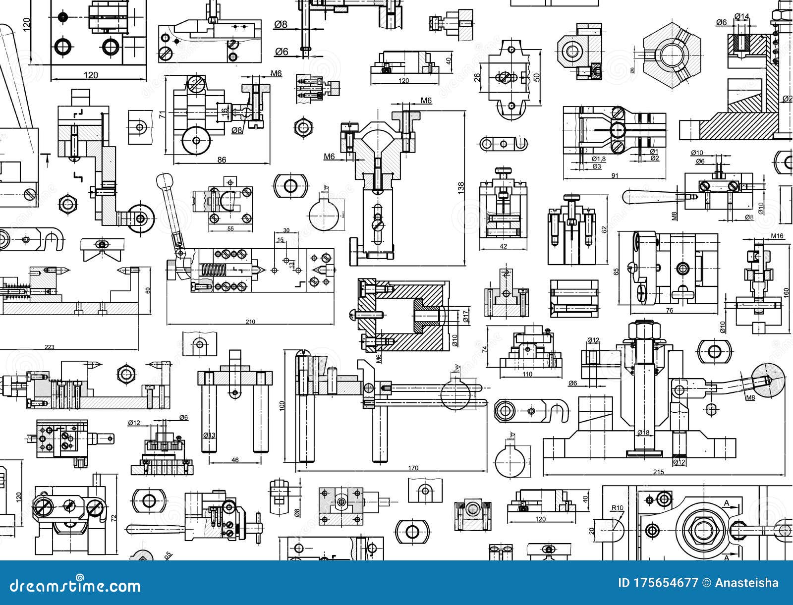 Engineering Backgrounds. Mechanical Engineering Drawings. Cover. Banner ...