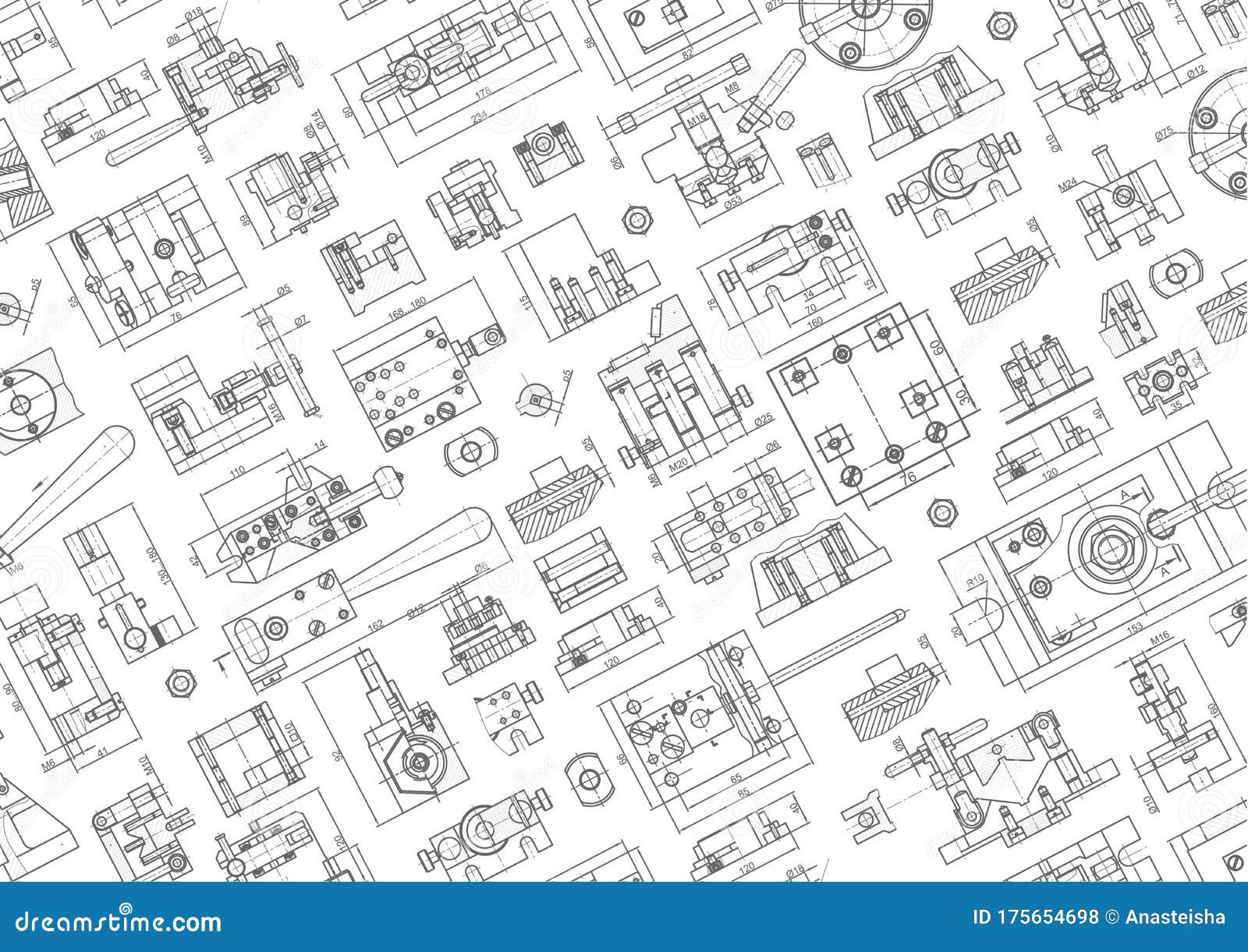 Engineering Backgrounds. Mechanical Engineering Drawings. Cover. Banner ...
